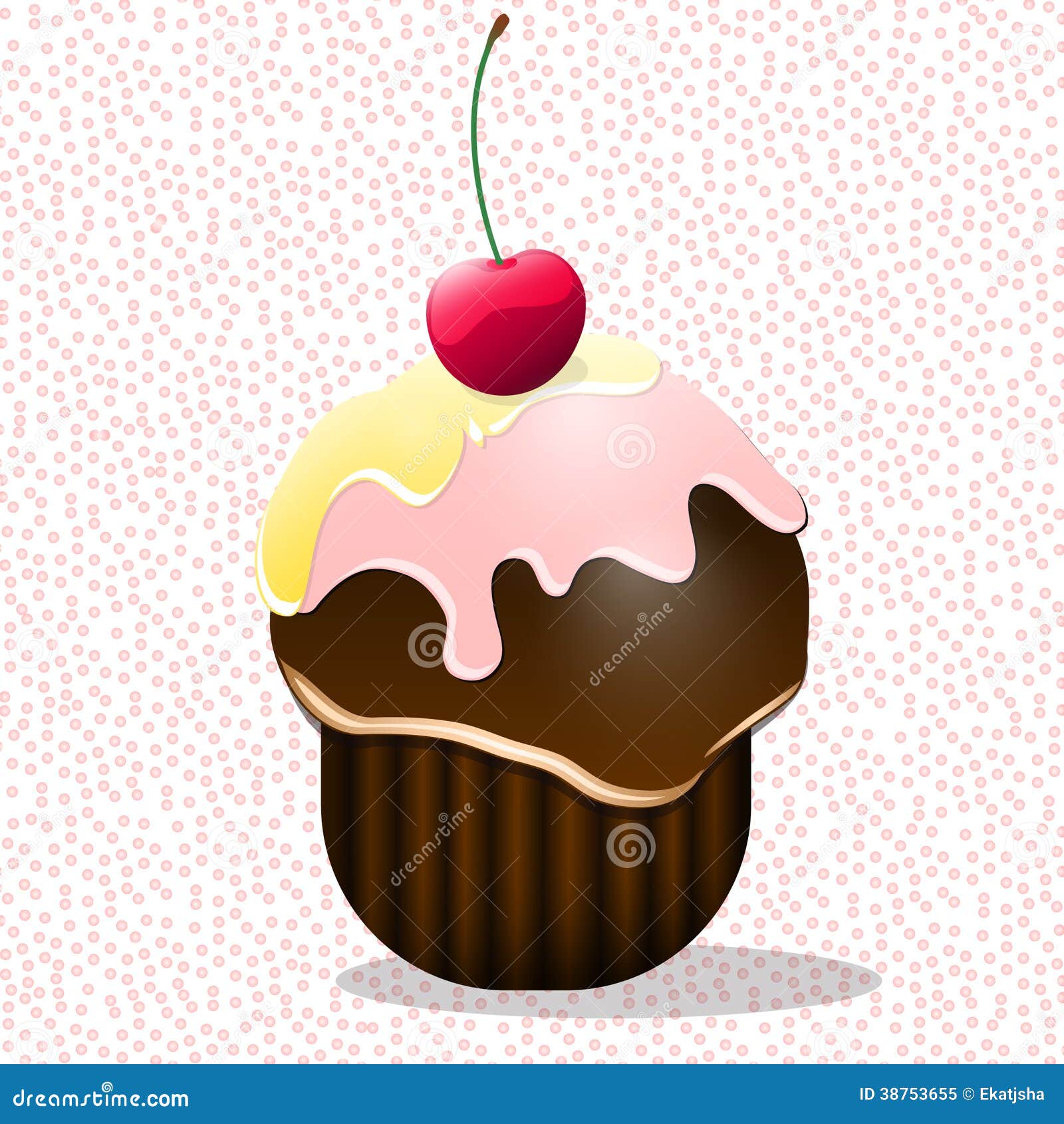 Cartoon cake with cherry stock vector. Illustration of beautiful - 38753655