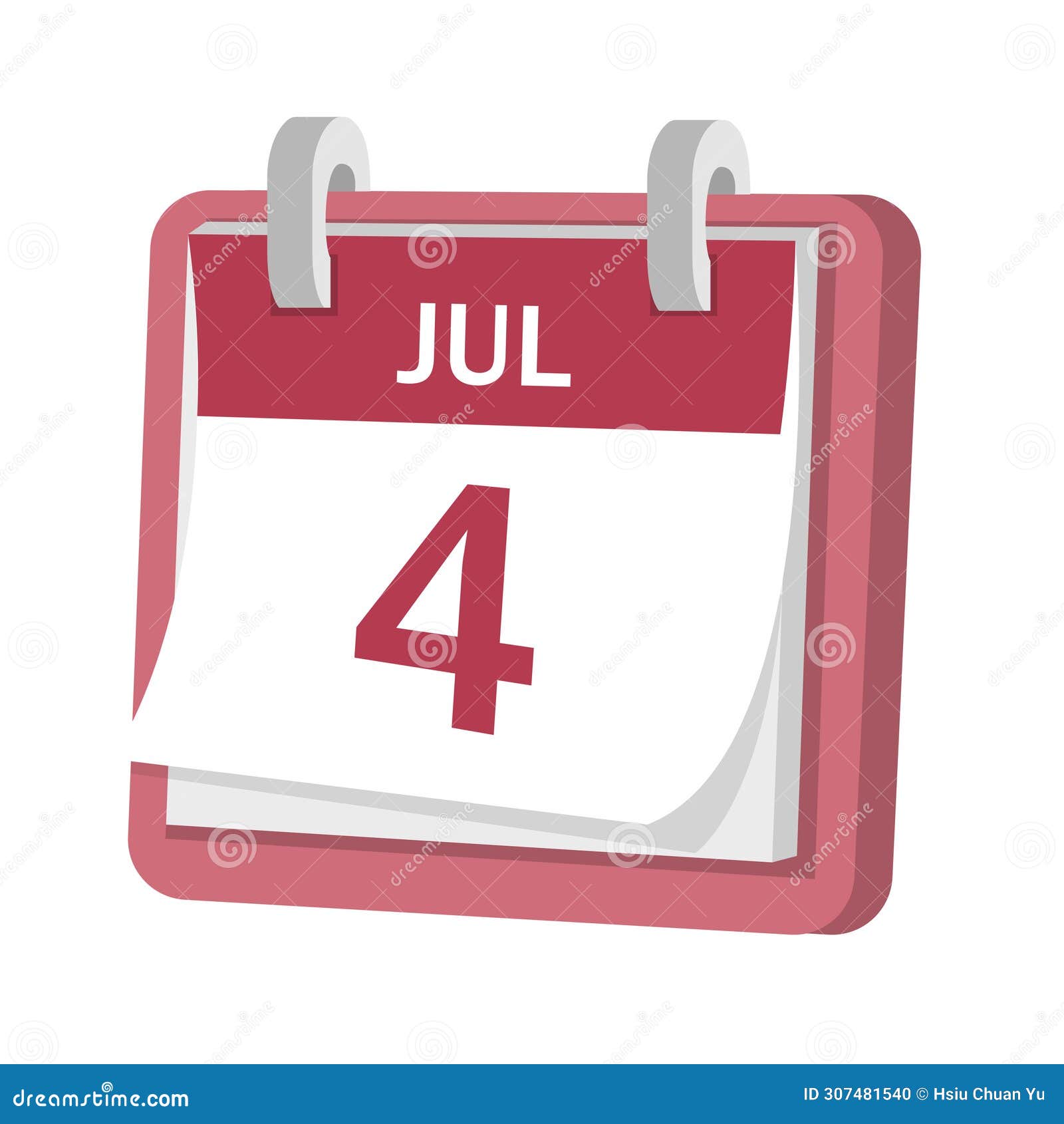 Cartoon Calendar Fourth of July Cartoon Illustration Stock Vector ...