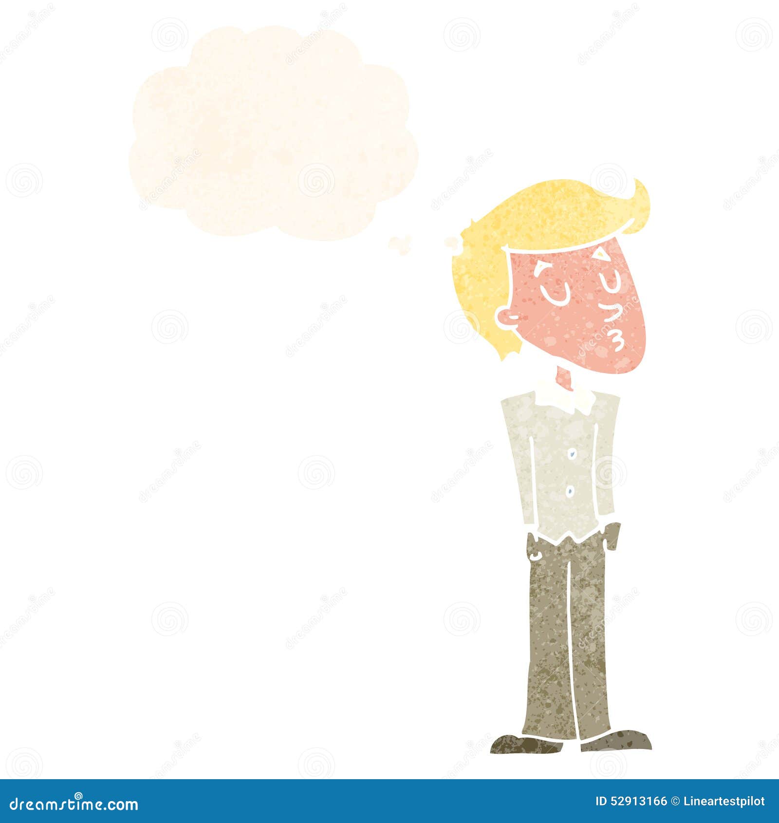 Cartoon Calm Man with Thought Bubble Stock Illustration - Illustration ...