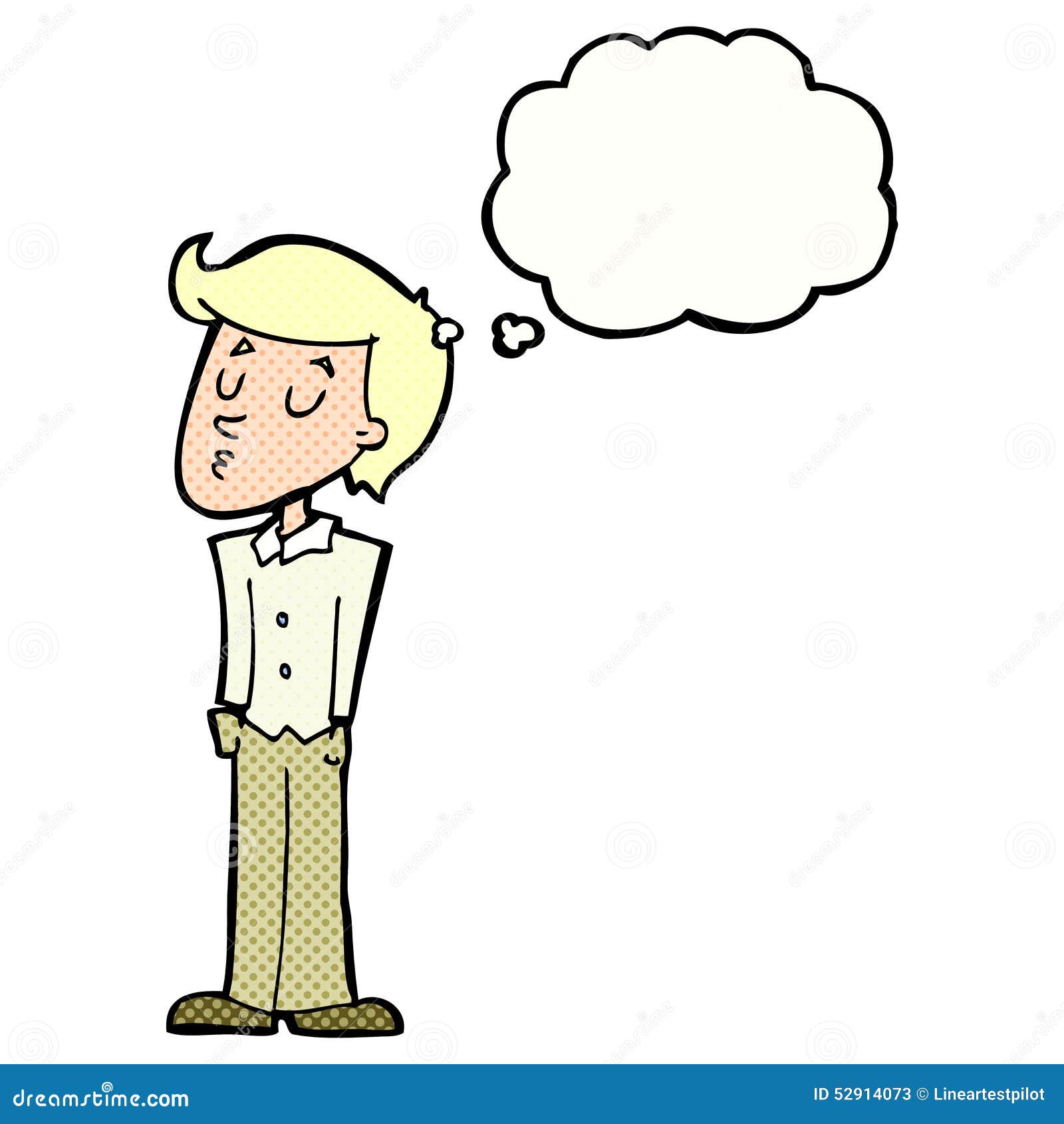 Cartoon Calm Man with Thought Bubble Stock Illustration - Illustration ...