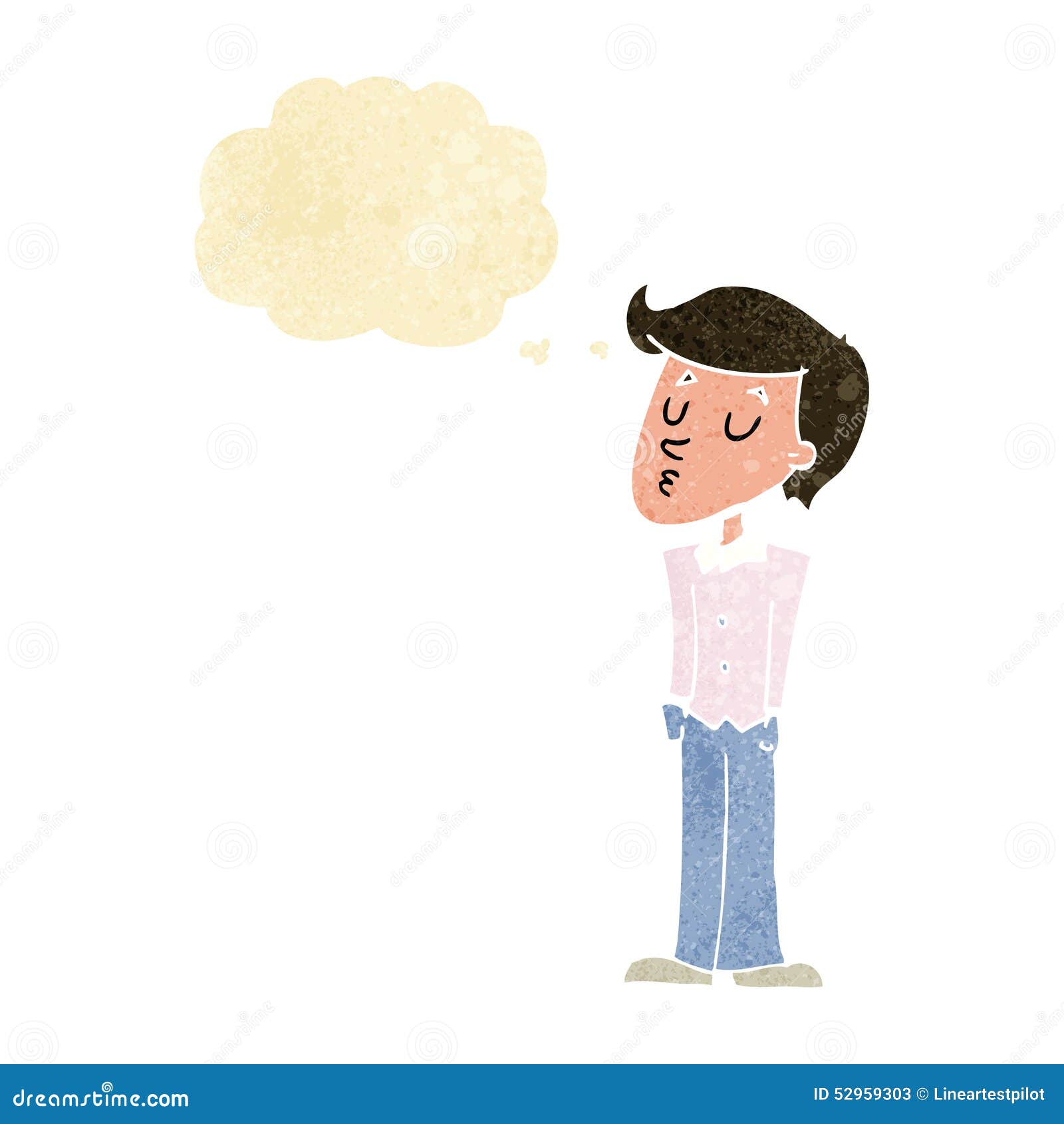 Cartoon Calm Man with Thought Bubble Stock Illustration - Illustration ...