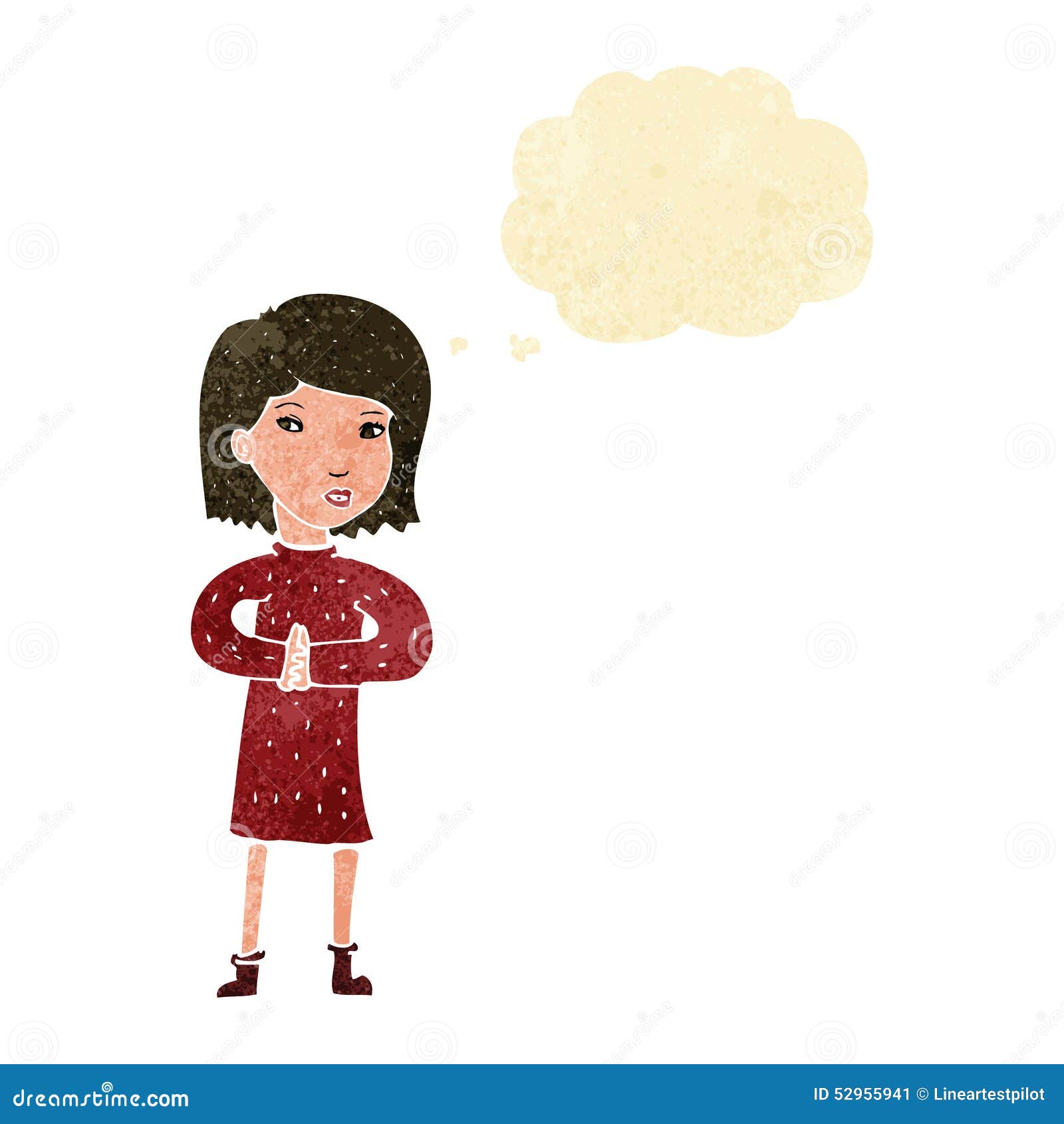 Cartoon Calm Woman with Thought Bubble Stock Illustration ...