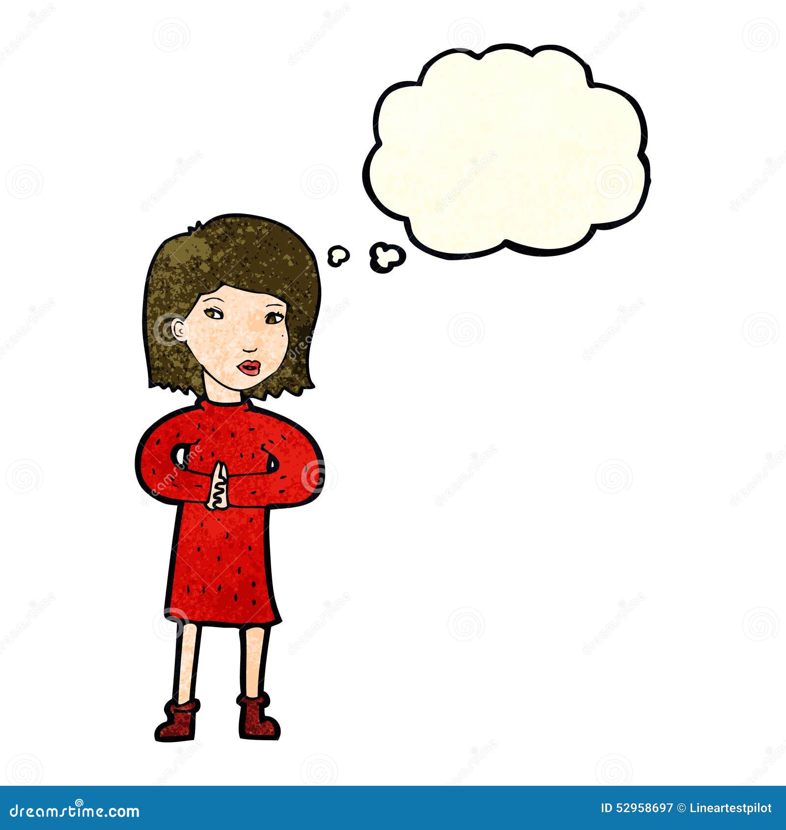 Cartoon Calm Woman with Thought Bubble Stock Illustration ...