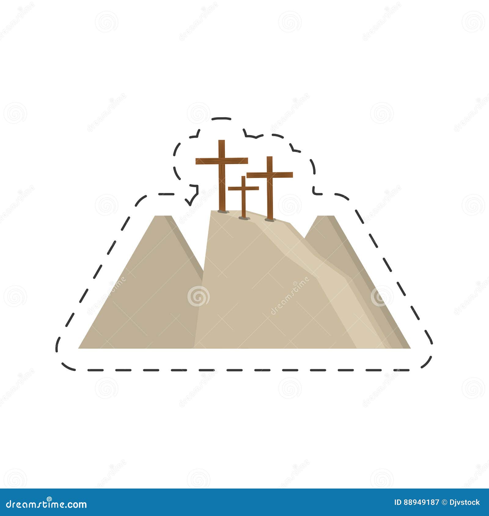 Cartoon Calvary Hill Three Crosses Stock Illustration - Illustration of ...
