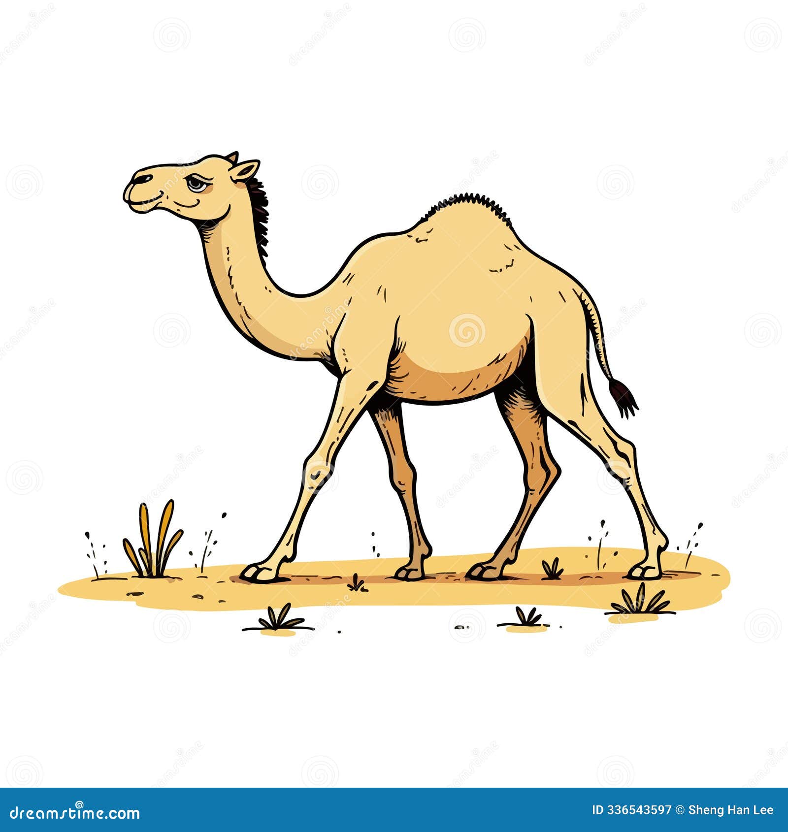 Cartoon Camel in Desert stock illustration. Illustration of single ...