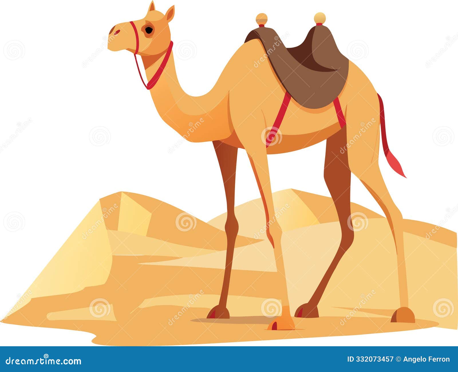 Camel Standing on Sand in Desert with Saddle on Its Back Stock ...