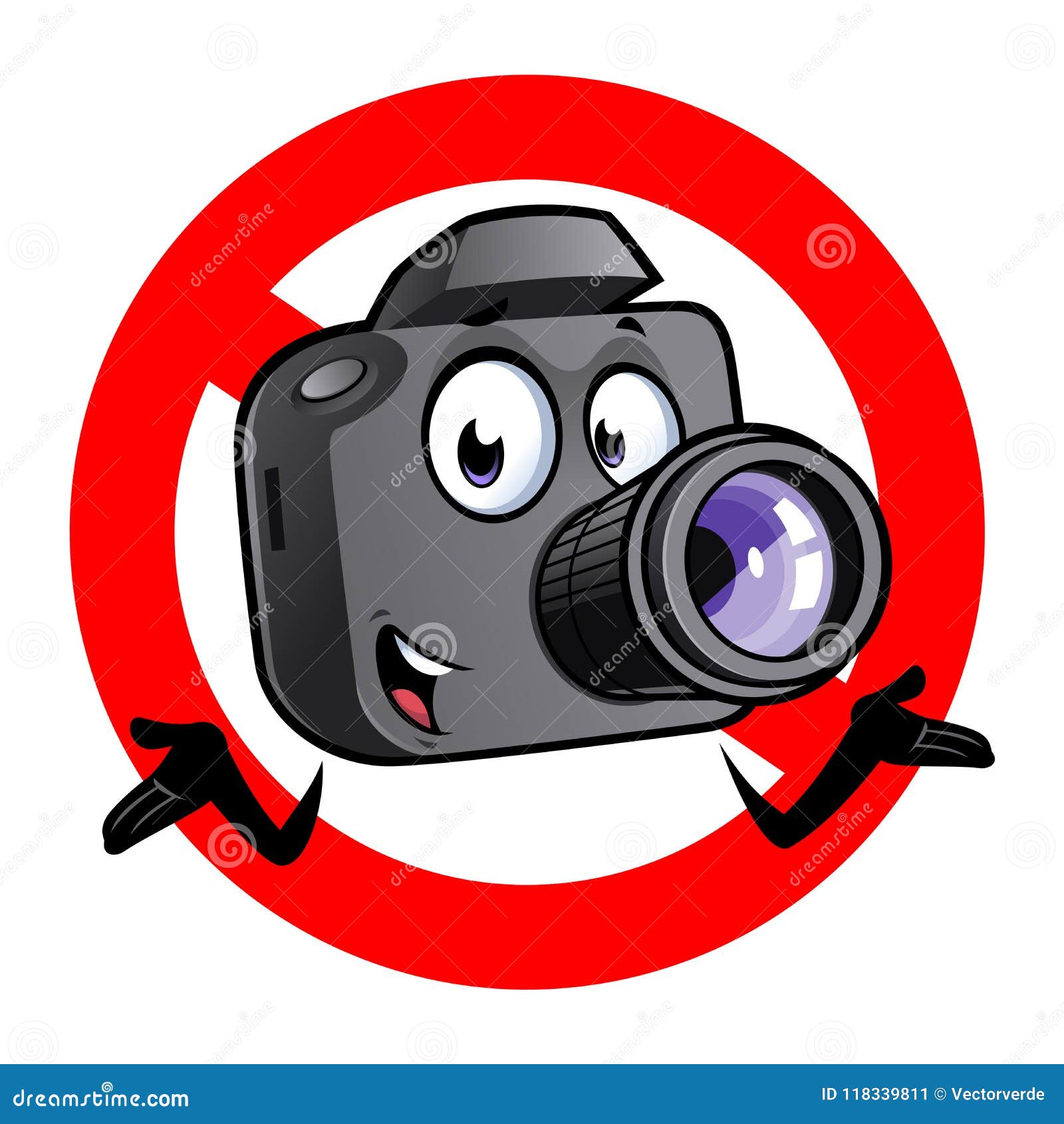 Cartoon camera mascot stock vector. Illustration of restriction - 118339811