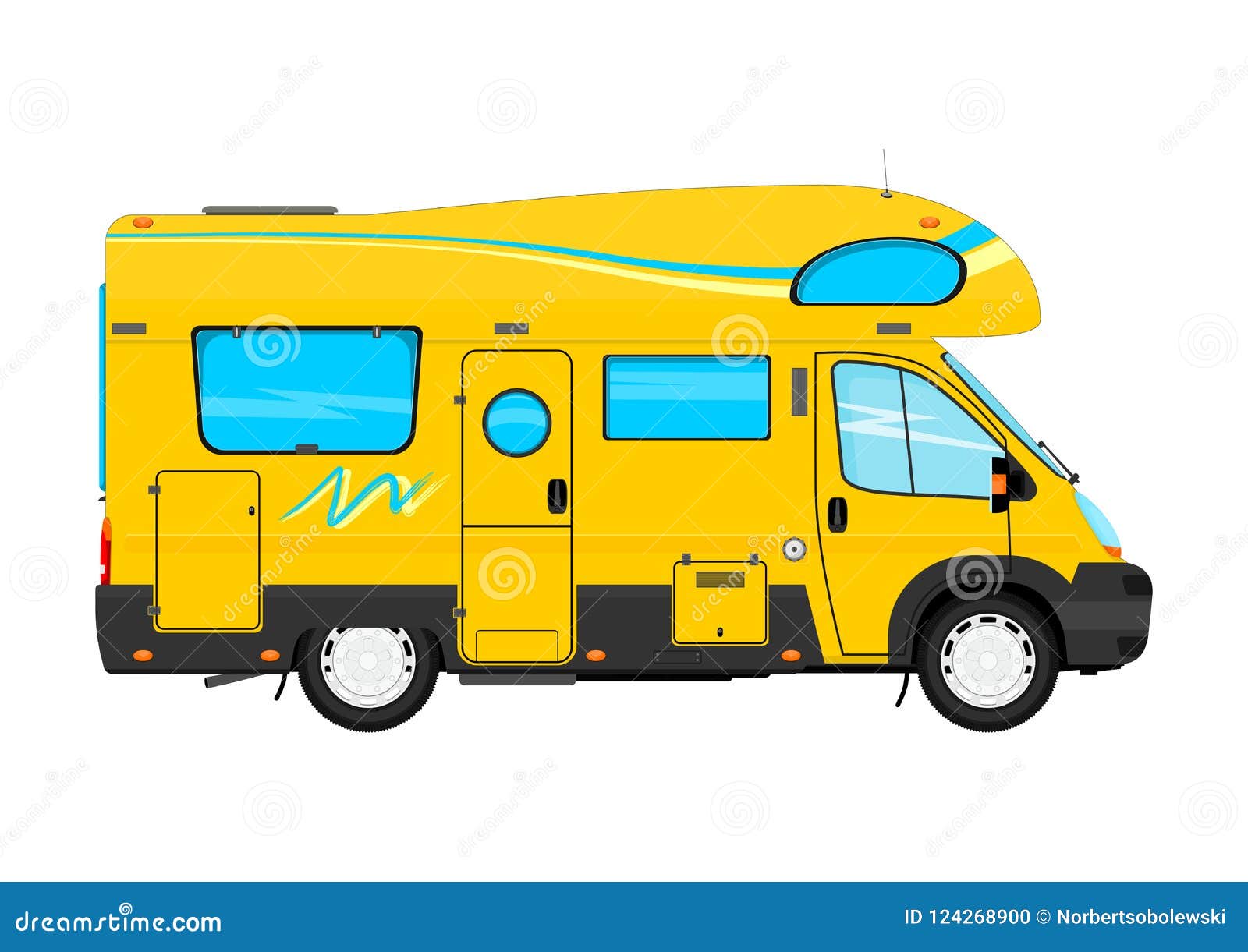Cartoon Camper Van Vector Illustration | CartoonDealer.com #249598304