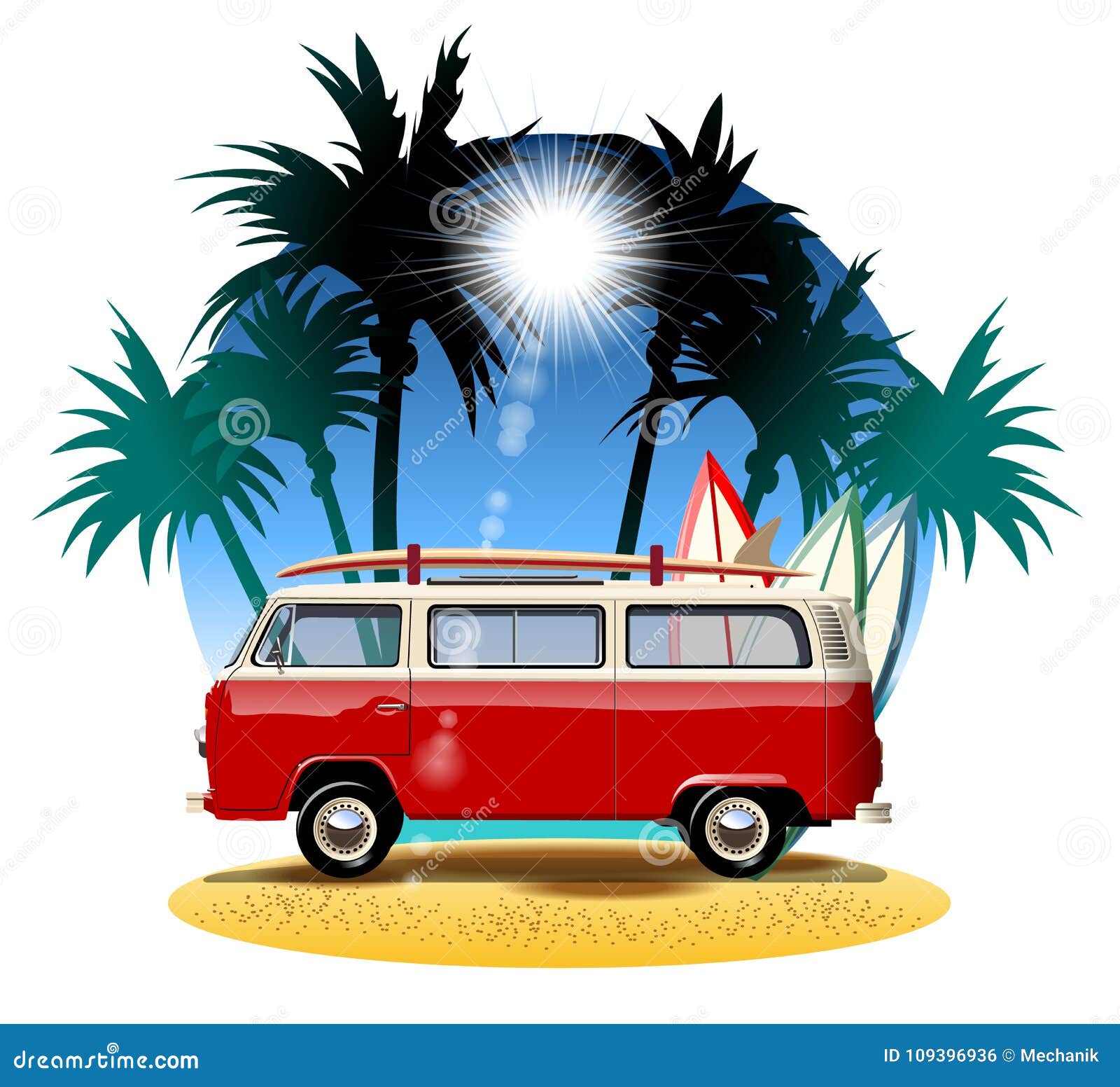 Cartoon Camper stock vector. Illustration of auto, beach - 109396936