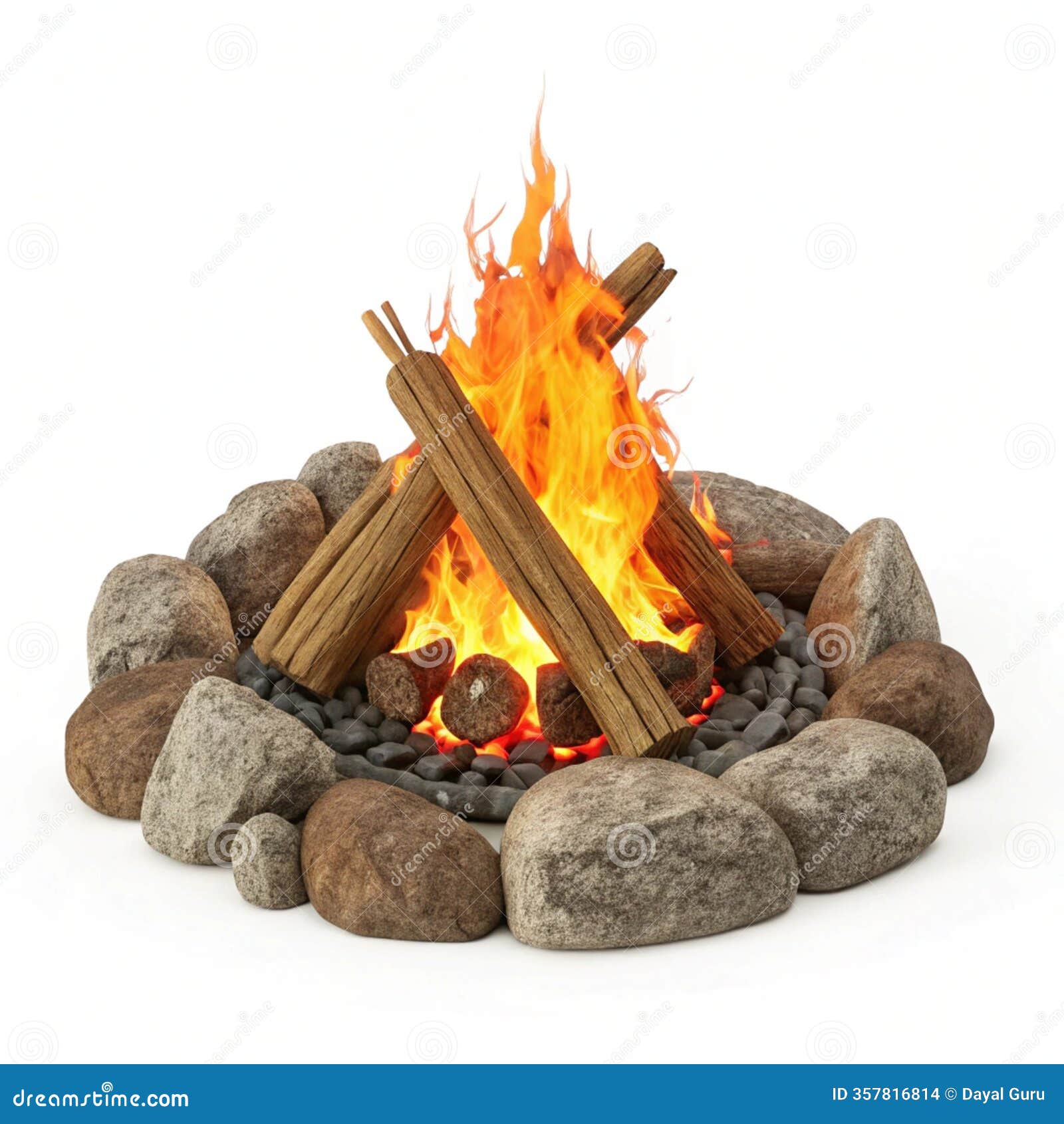 Cartoon Campfire Isolated On White Background Stock Illustration ...