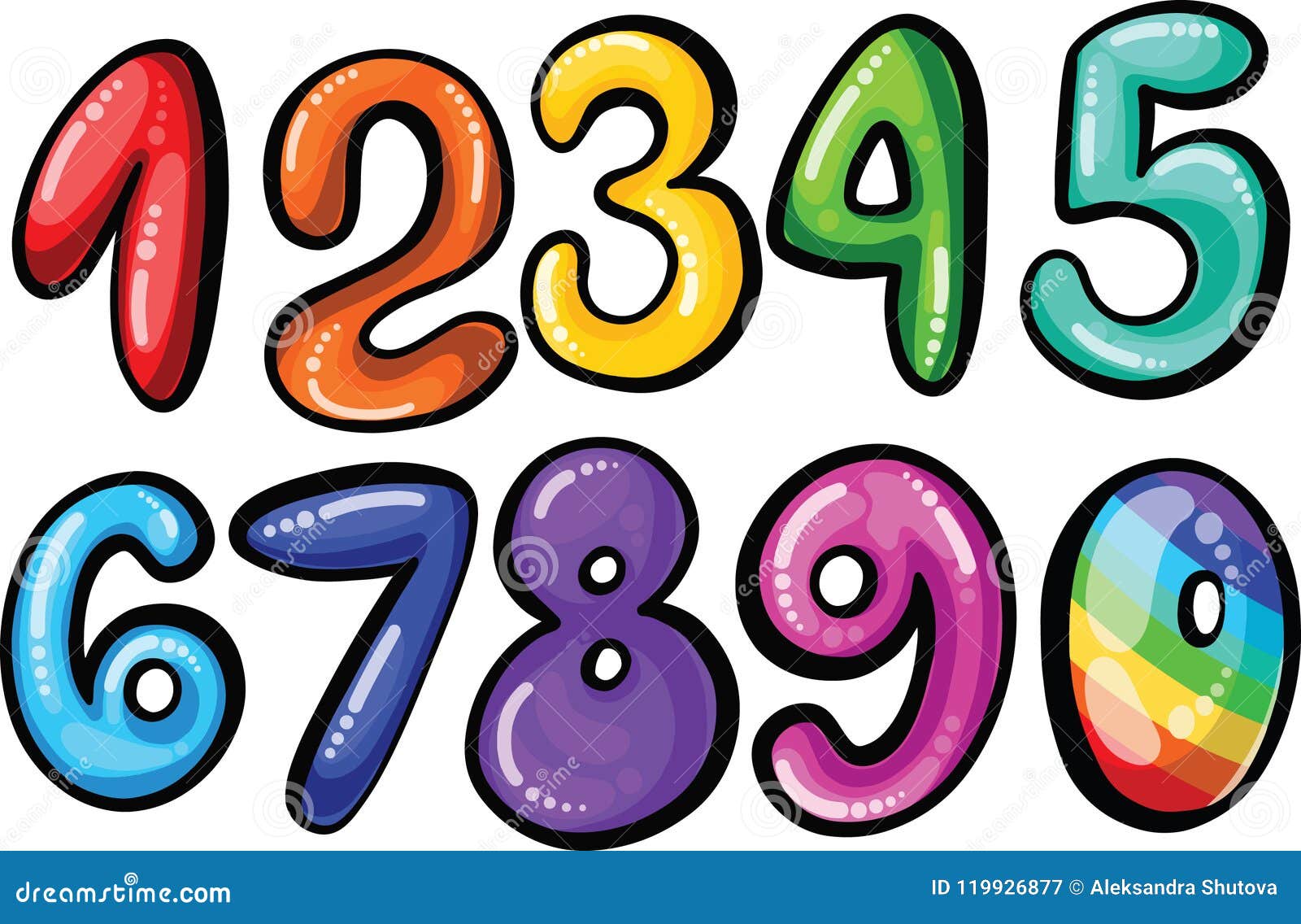Cartoon Candy Color Kid Font Numbers Stock Illustration - Illustration ...