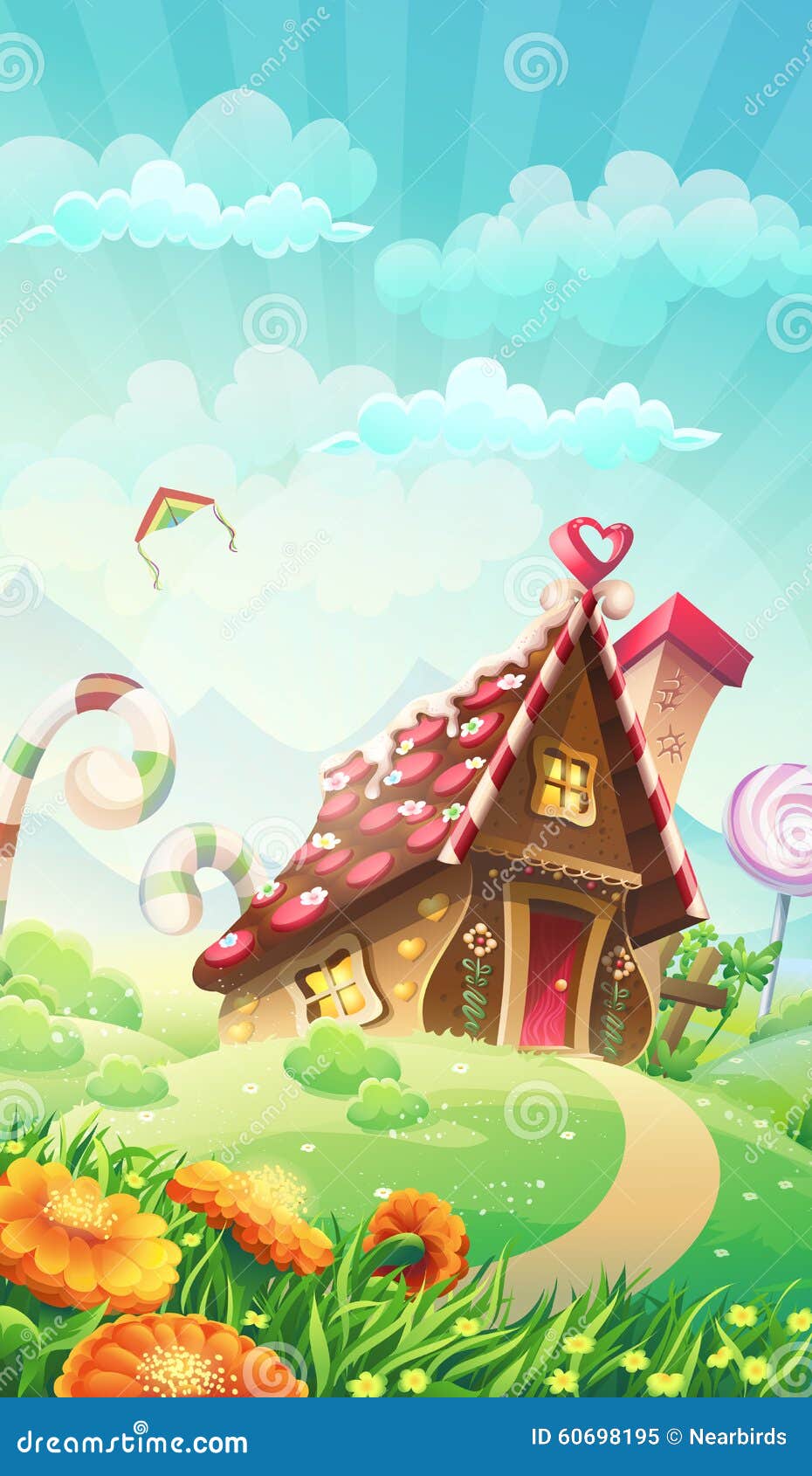 Cartoon Candy House on the Meadow - Vector Illustration Stock Vector ...