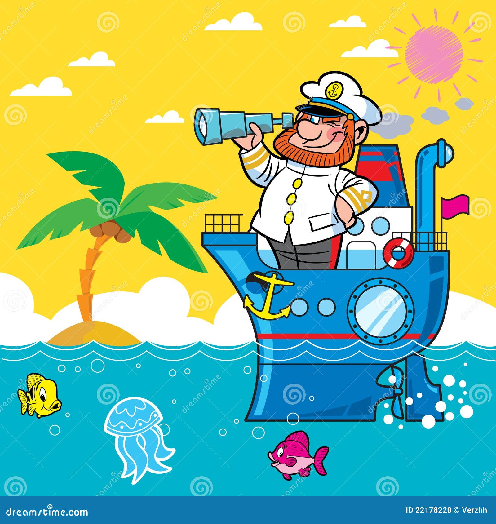 Cartoon Captain Pirate Holding A Sword Vector Illustration ...