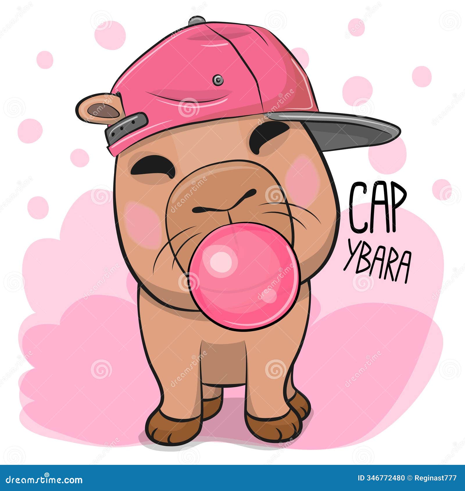 Cartoon Capybara With Gift And Hearts Isolated In A White Background ...