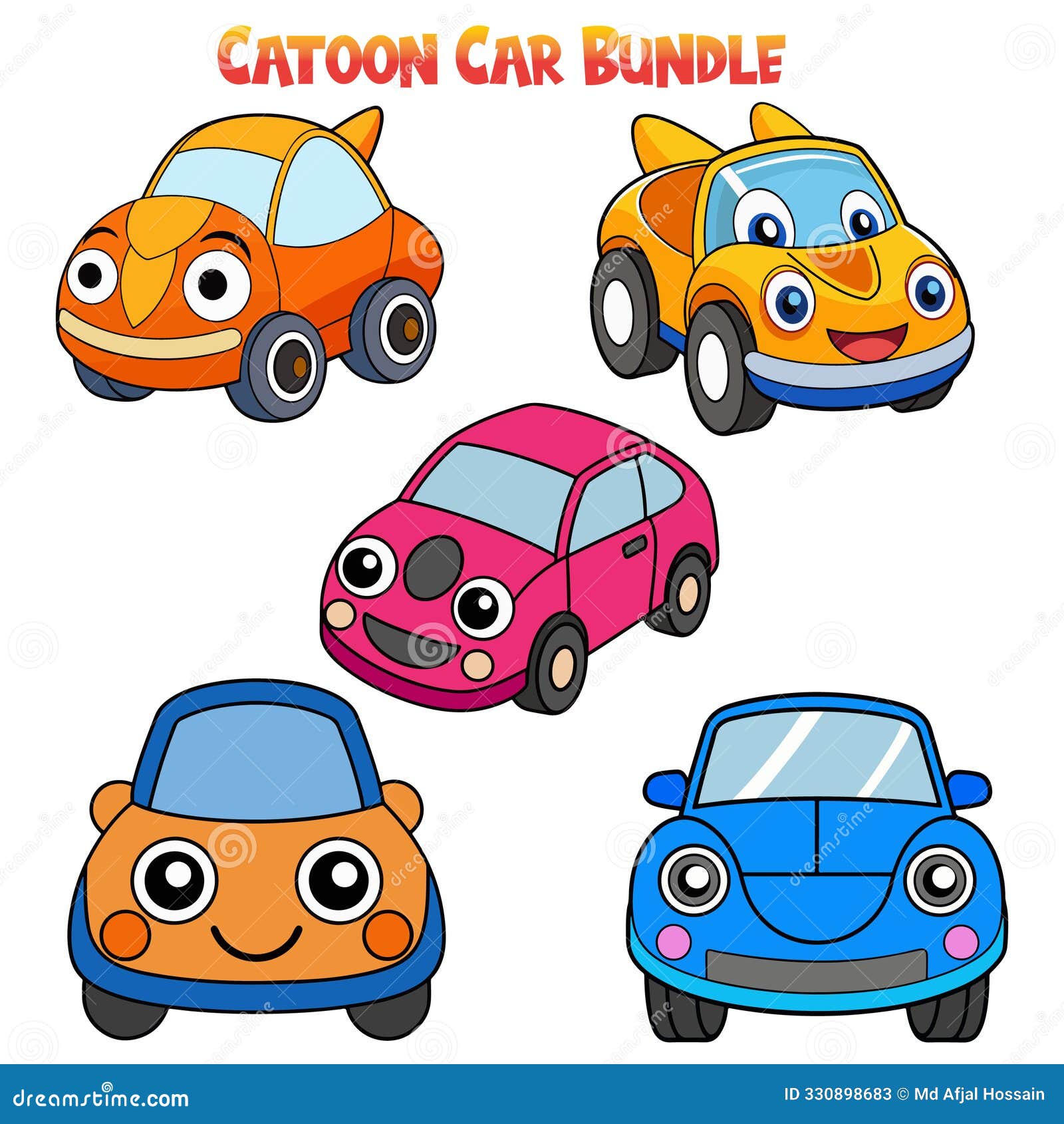 Cartoon Car Bundle Vector, Illustration, Car Vector, Funny Stock ...