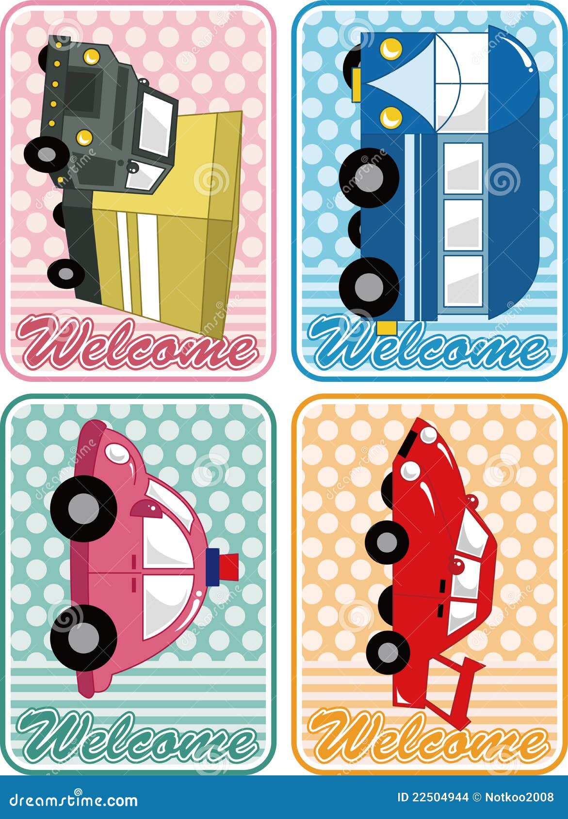 Cartoon car card stock vector. Illustration of fake, cute - 22504944