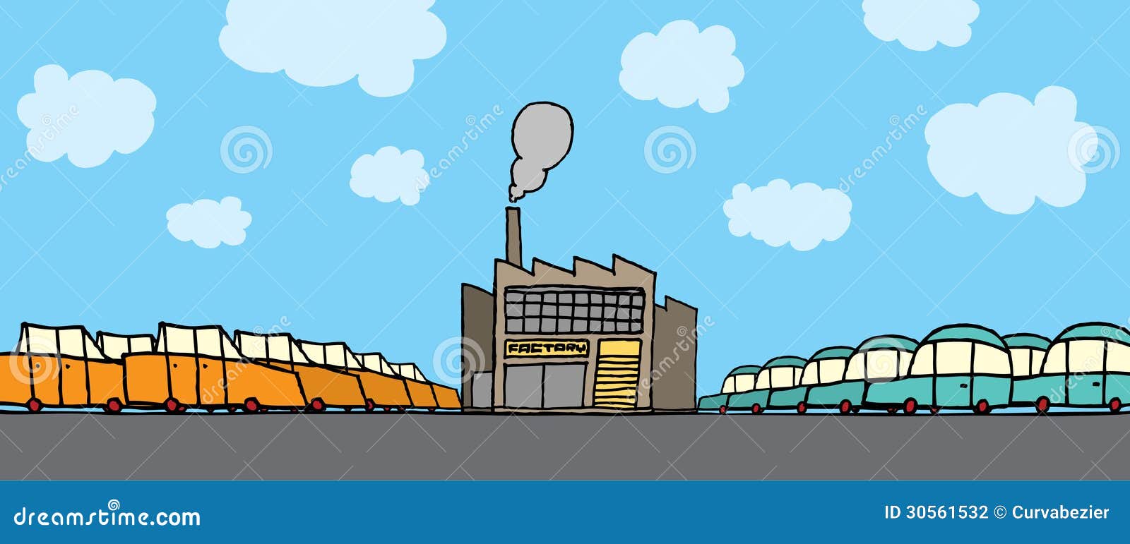 Cartoon car factory stock illustration. Illustration of mode - 30561532