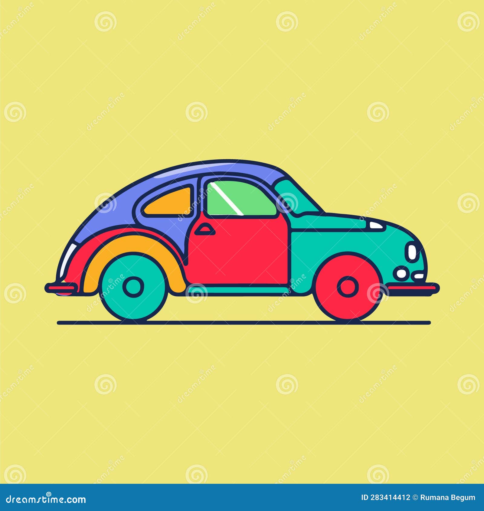 Cartoon Car Flat Illustration Design Stock Vector - Illustration of ...