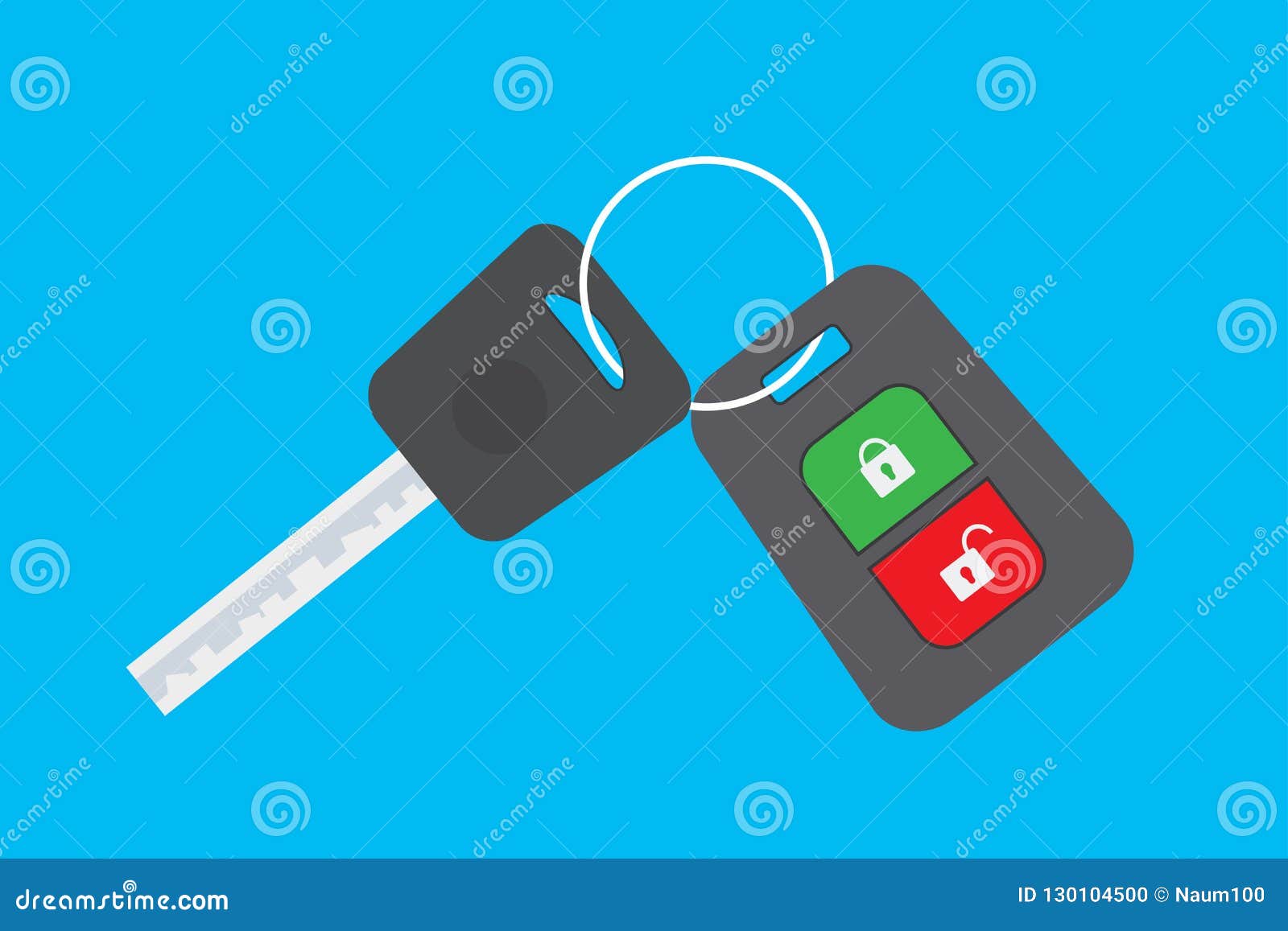 Cartoon Car Key Isolated on Blue Background Stock Vector - Illustration ...