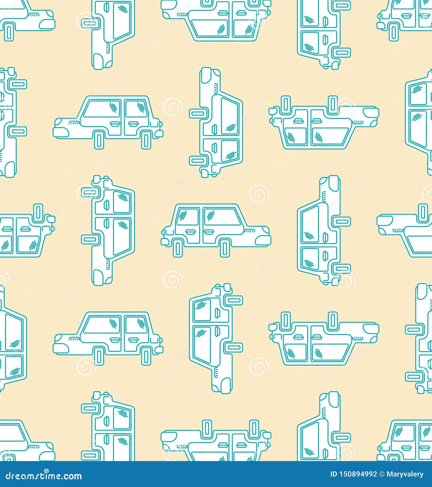 Cartoon Car Pattern Seamless. Machine Childrens Style Background Stock ...