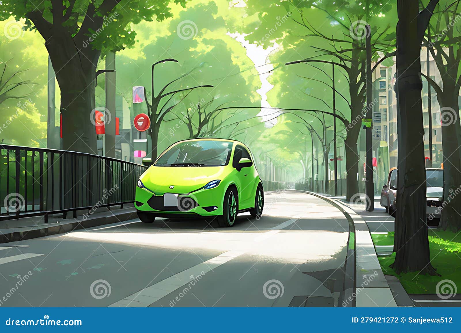 Cartoon car and road stock illustration. Illustration of street - 279421272
