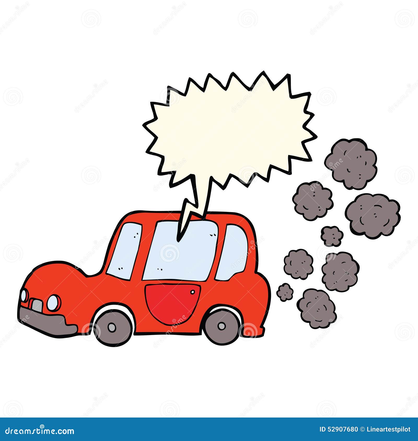 Cartoon Car with Speech Bubble Stock Illustration - Illustration of ...