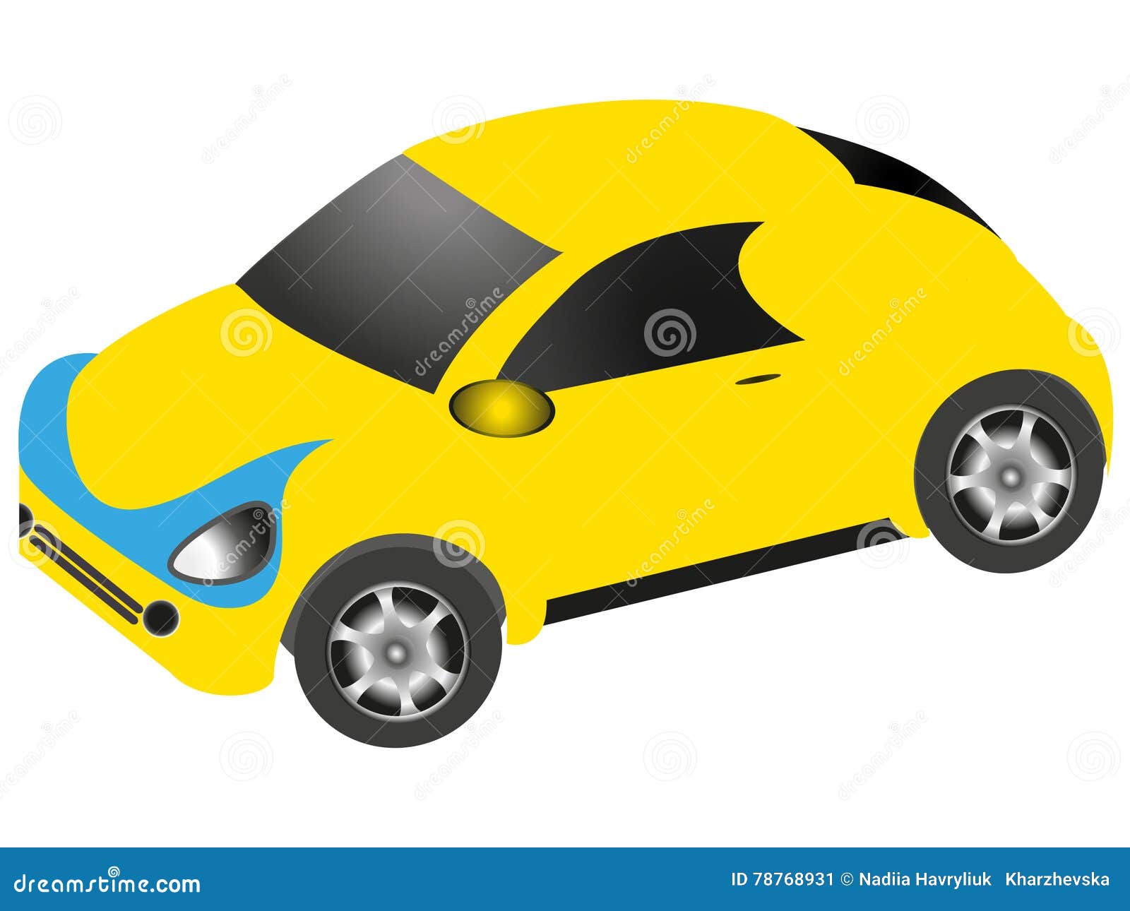 Cartoon Car of Yellow Color on a White Background. Stock Vector ...