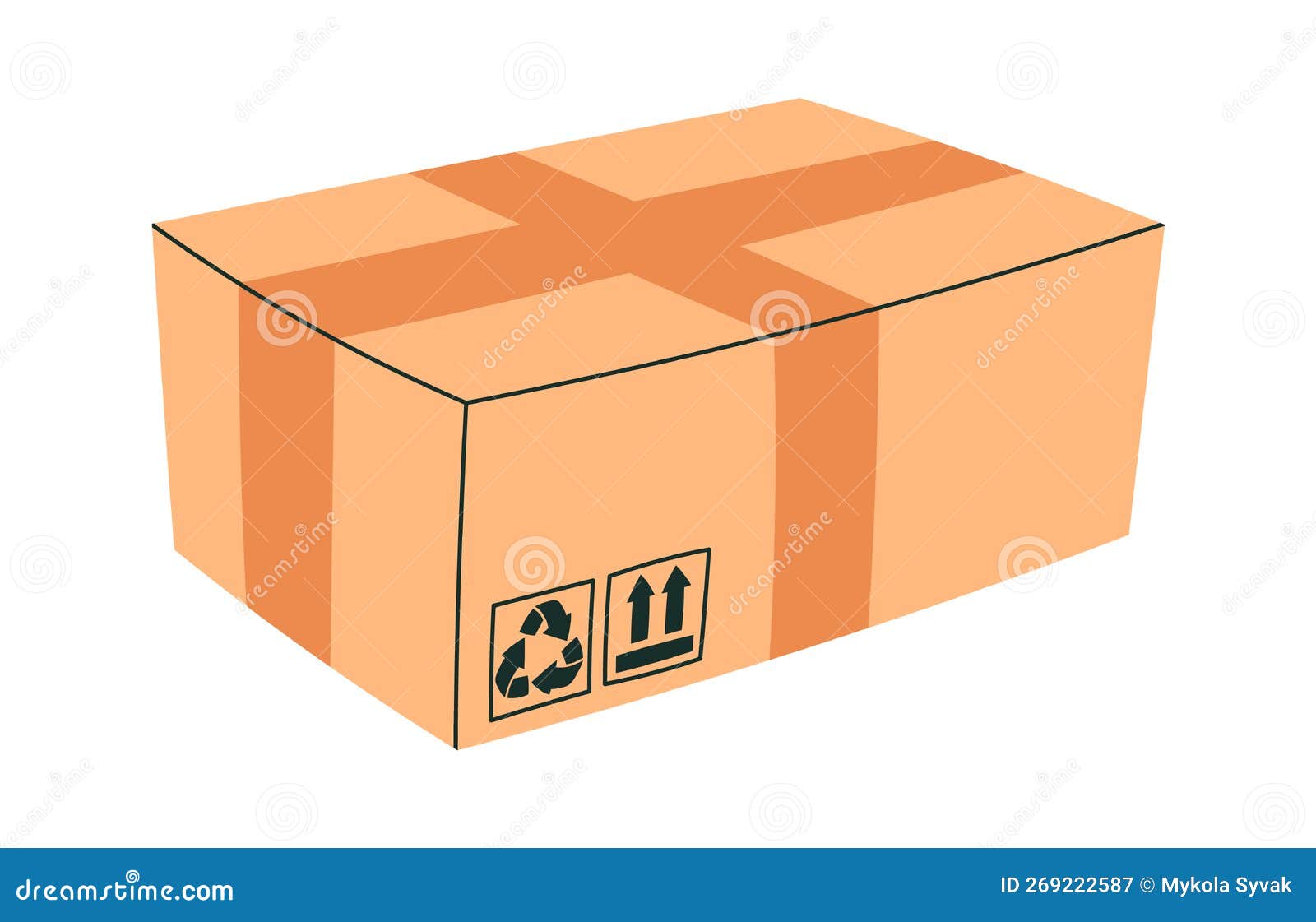 Cartoon Cardboard Box Flat Icon Stock Vector - Illustration of sheet ...