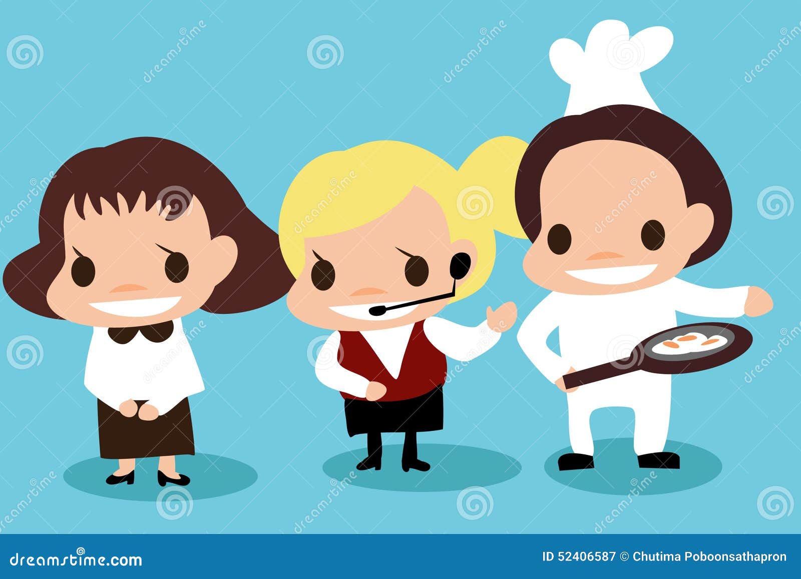 Cartoon Career about Service in Hotel and Restaurant Stock Illustration ...