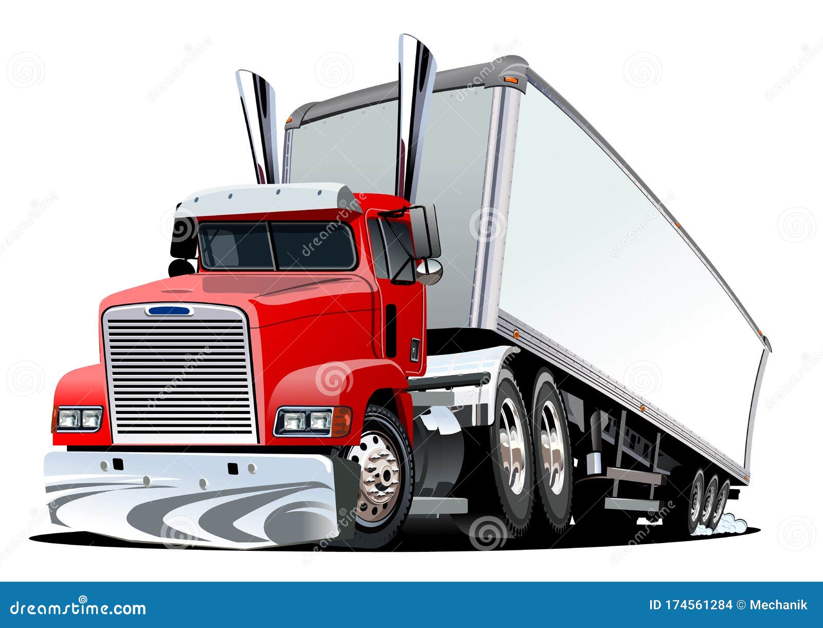 Cartoon Cargo Semi Truck Isolated On White Background Vector ...