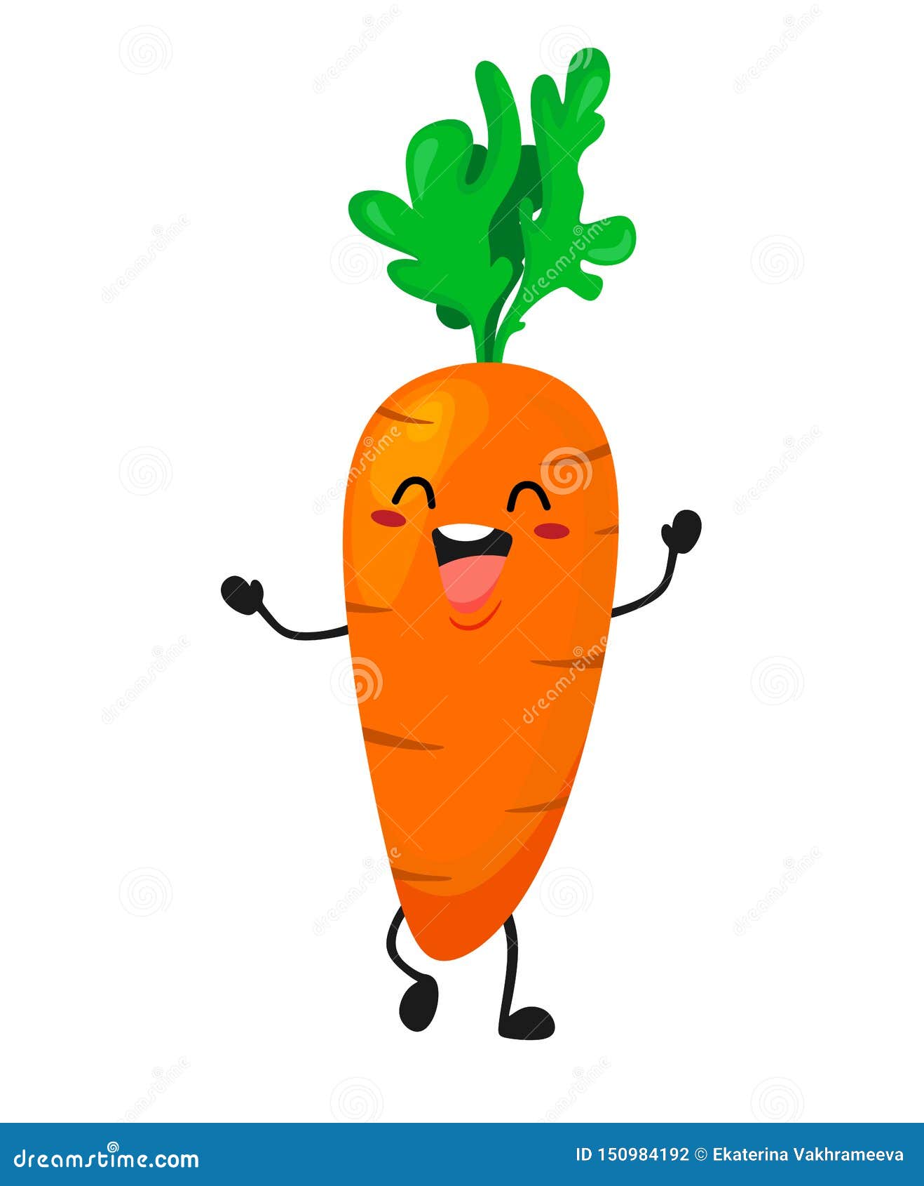 Fun and Bright Carrot in a Cartoon Style. Vector Isolate on White ...