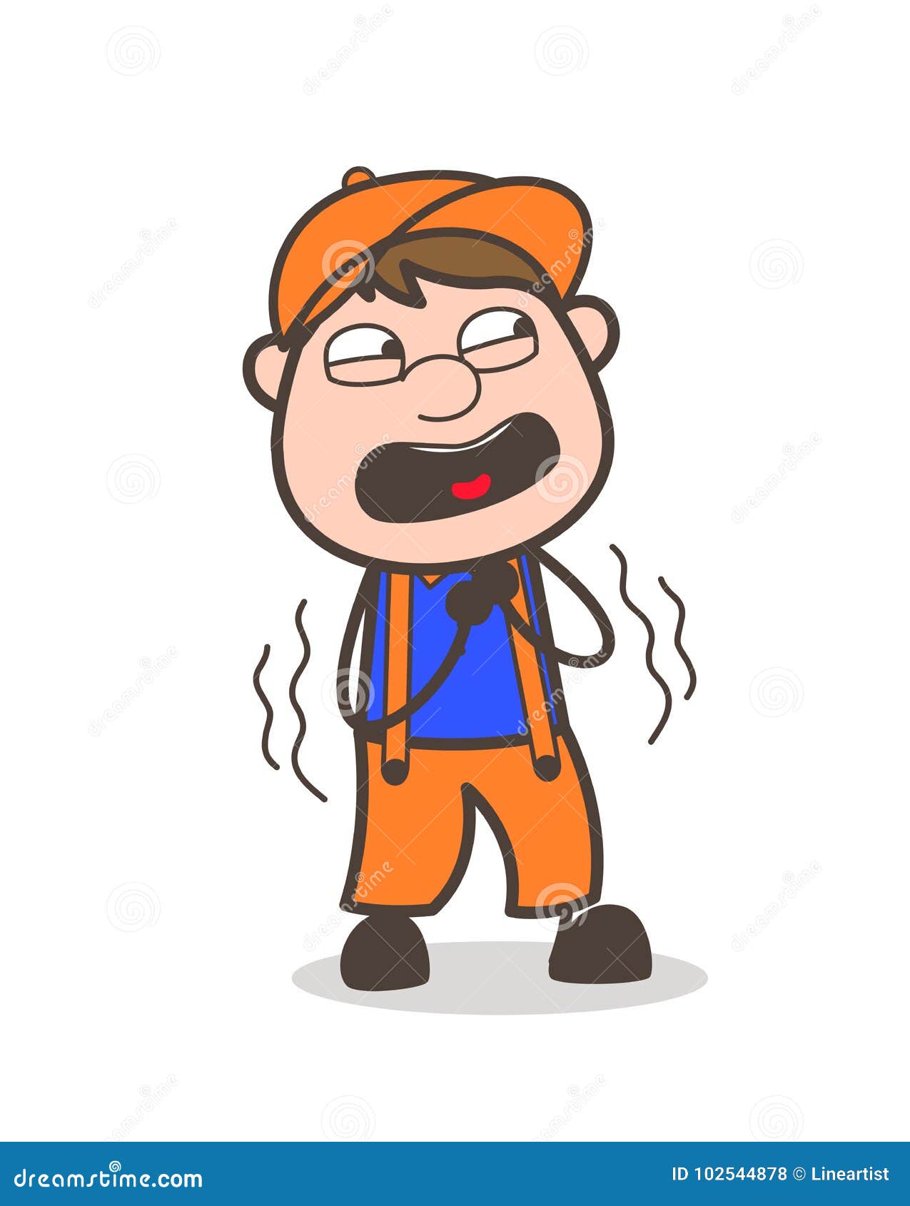 Cartoon Carpenter Boy Trembling in Fear Stock Illustration ...