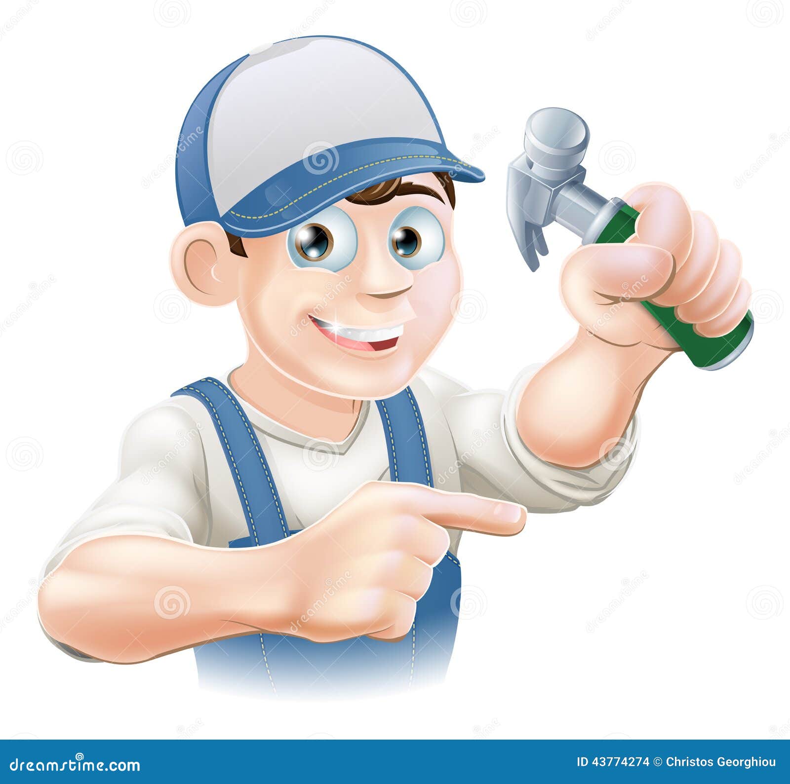 Cartoon Carpenter Pointing stock vector. Illustration of clip - 43774274
