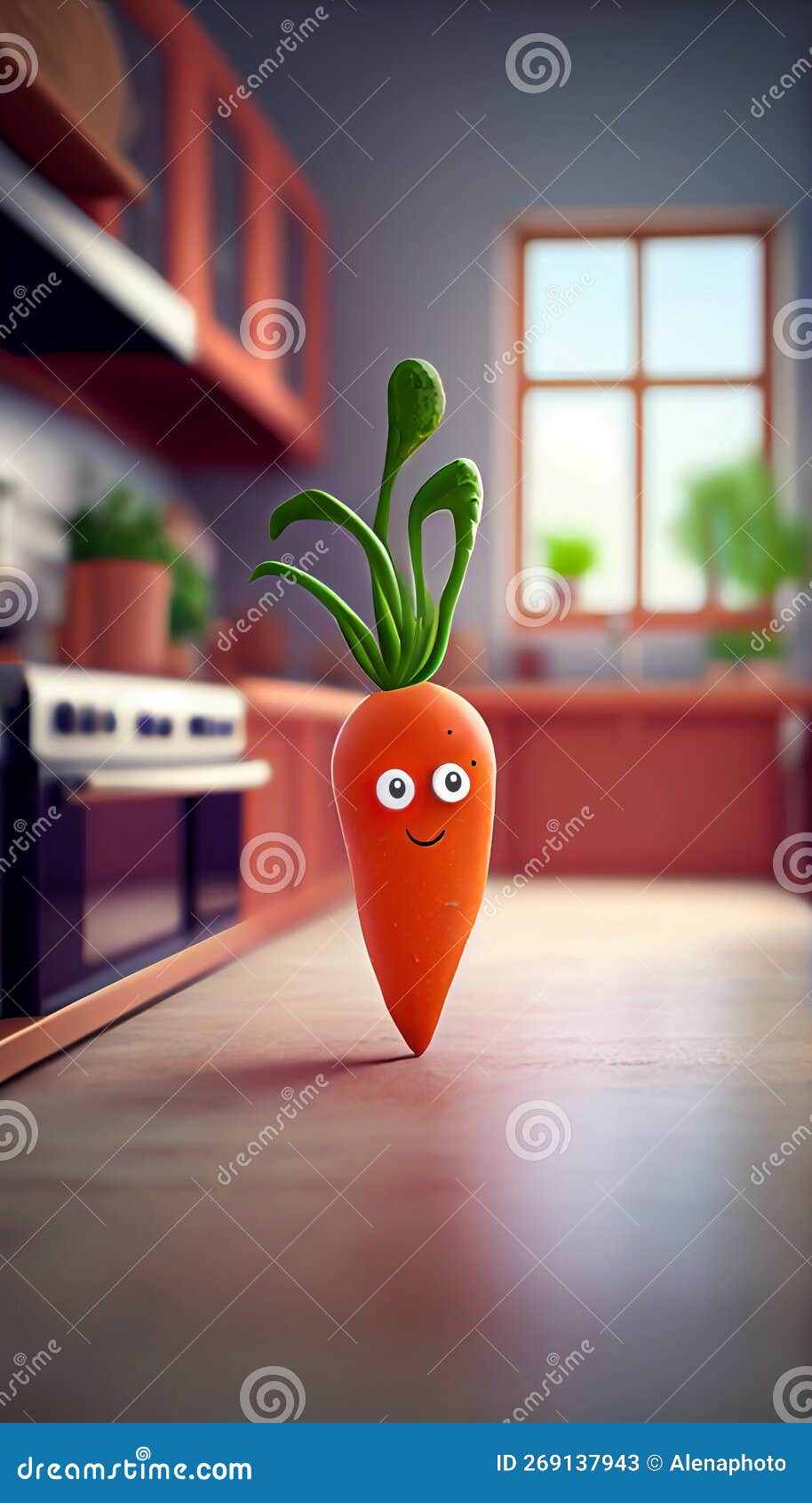 Cartoon Carrot in the Kitchen Stock Illustration - Illustration of ...