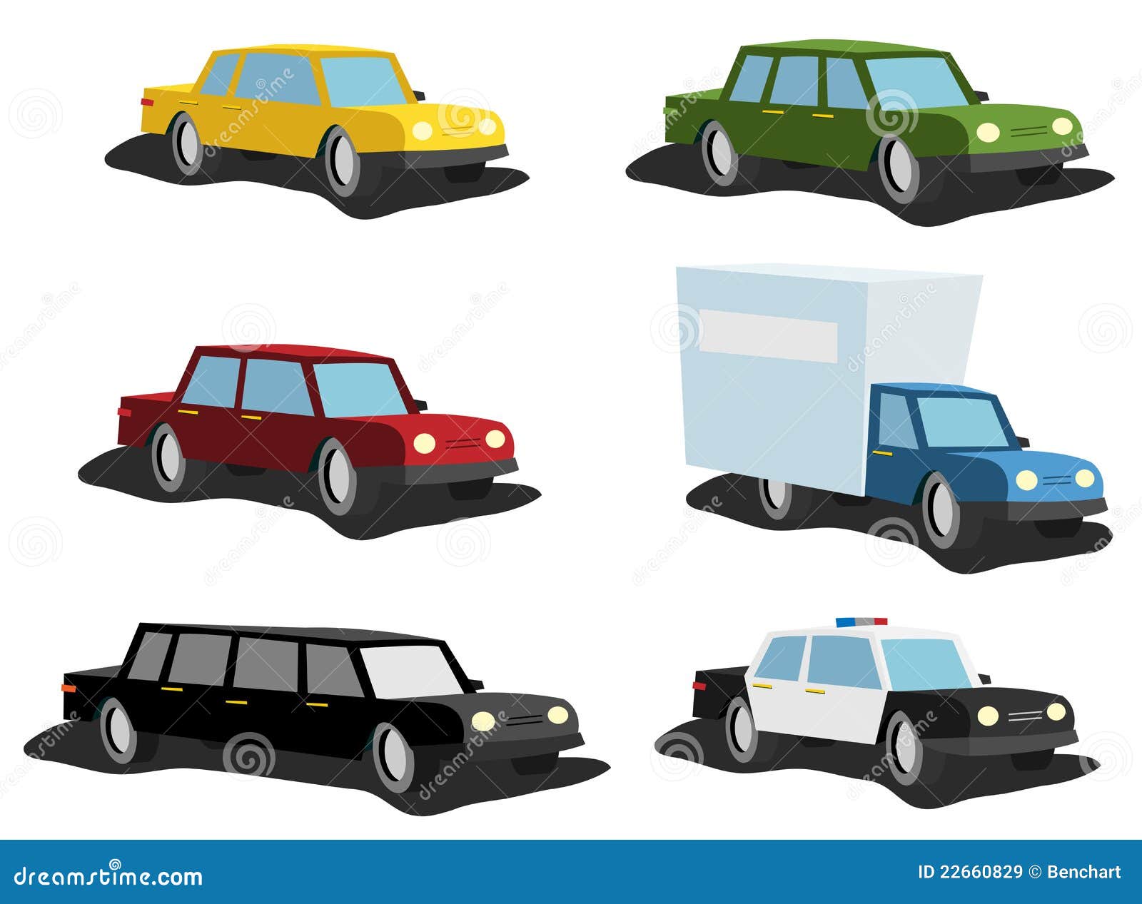 Set Of Cartoon Cars. Collection Of Stylized Cars For Children. Working ...