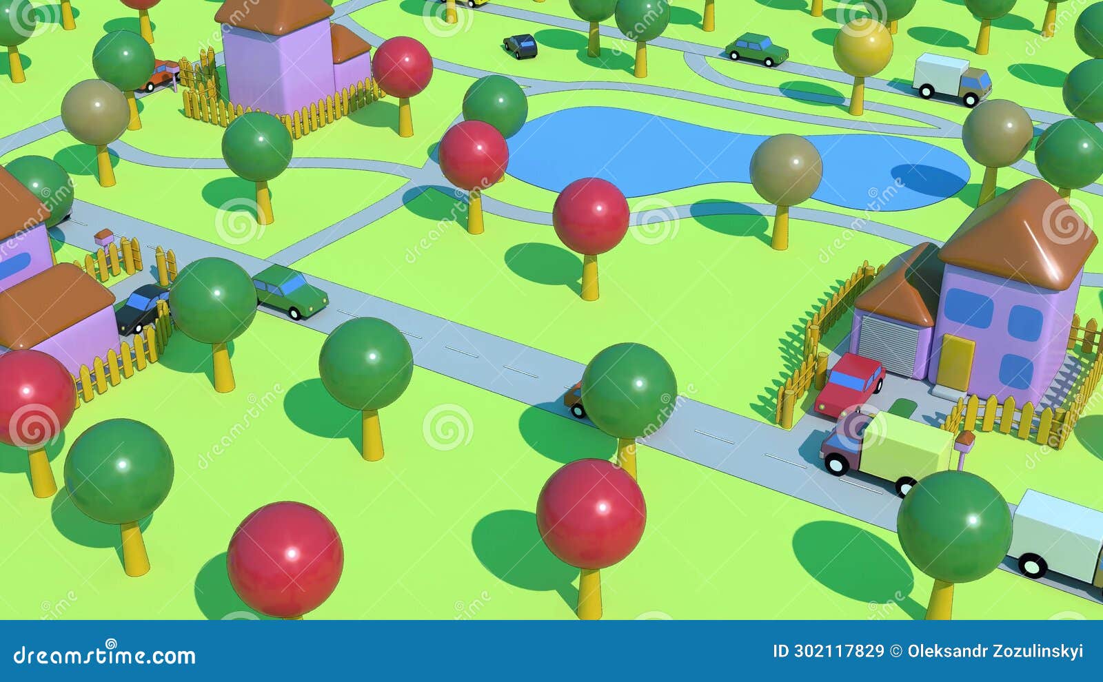 Cartoon Cars Town 3d Style 3d Stock Illustration - Illustration of ...