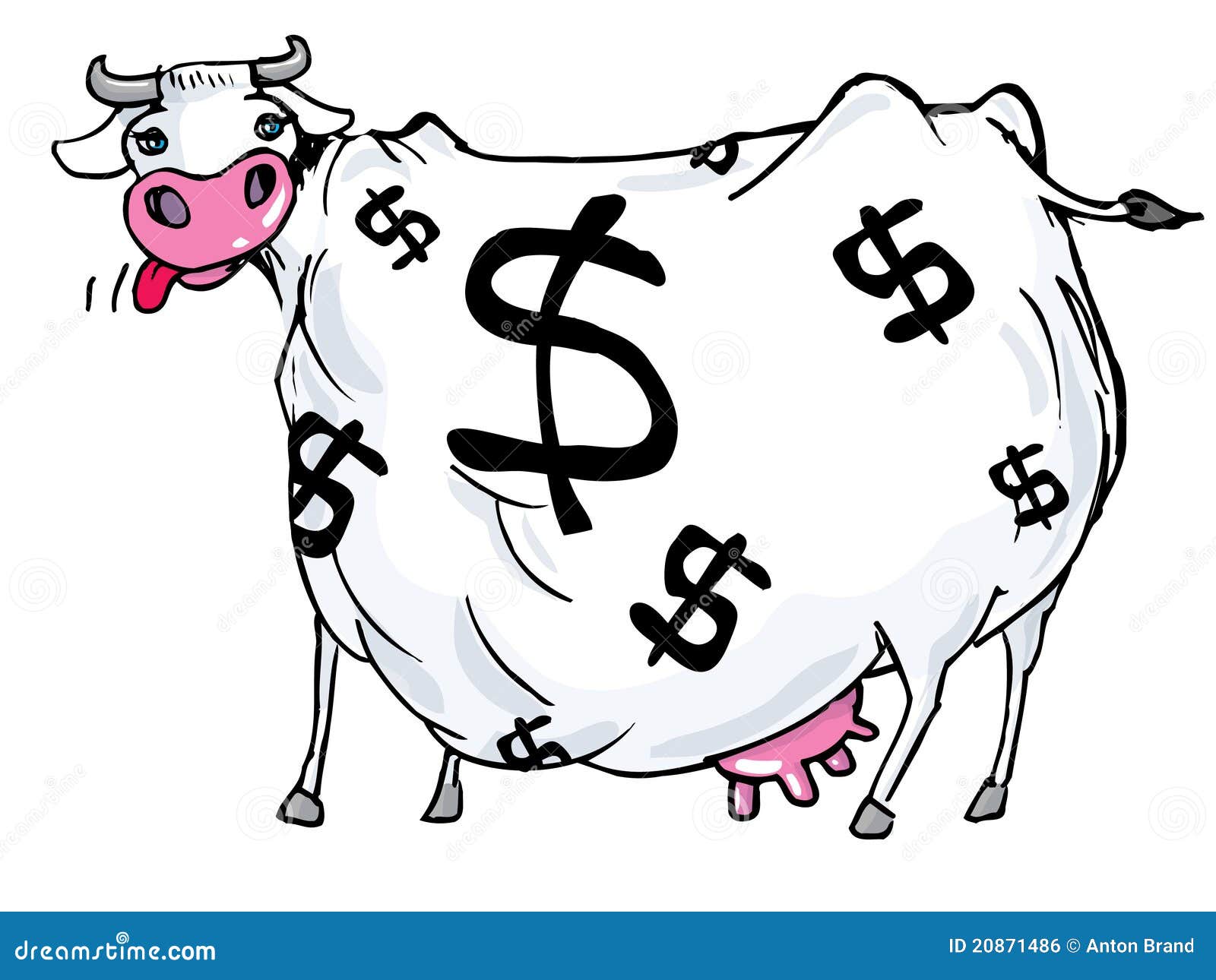 Cartoon of a Cash Cow with Dollar Stock Vector - Illustration of banks ...