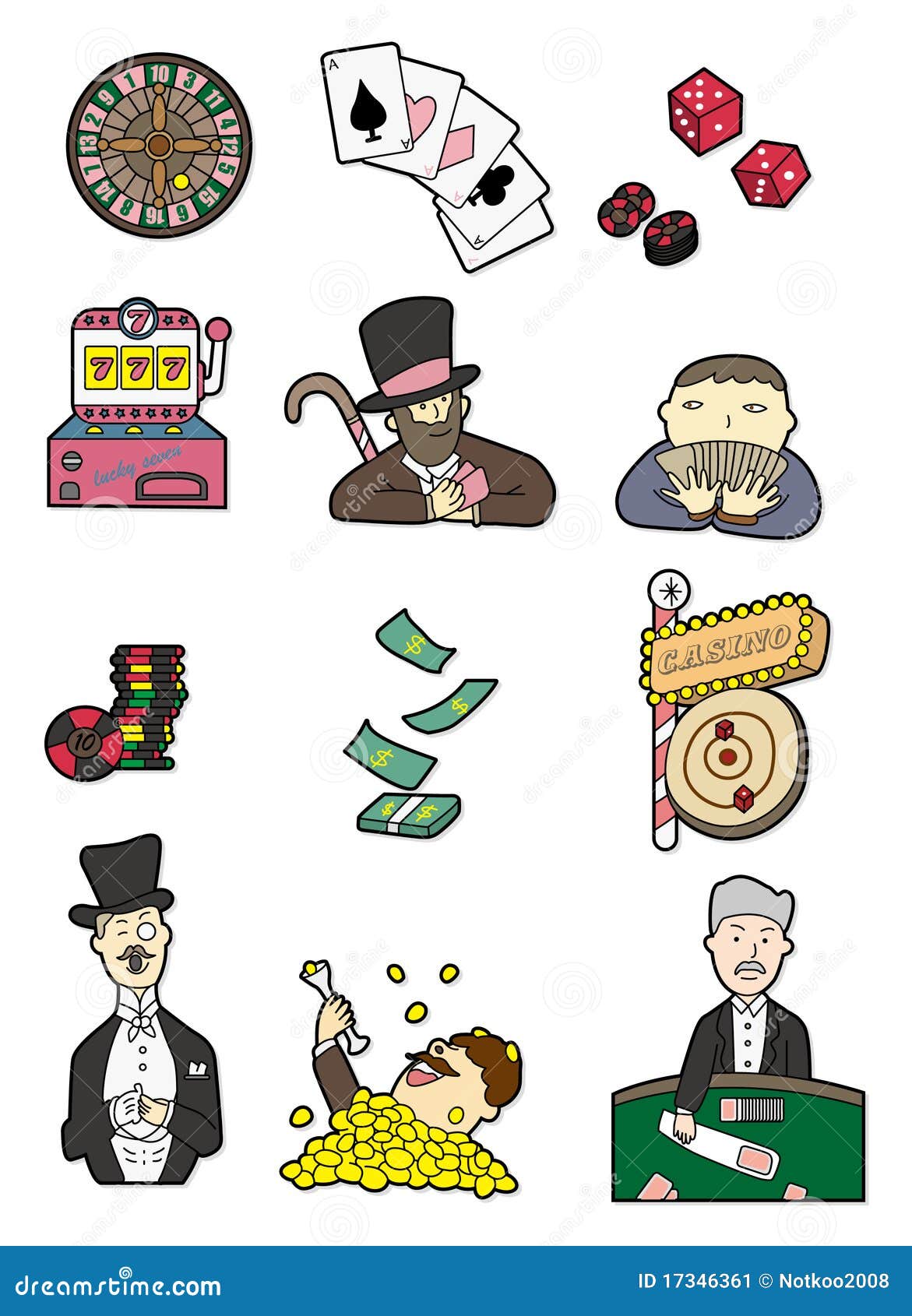 Cartoon casino icon stock vector. Illustration of luck - 17346361