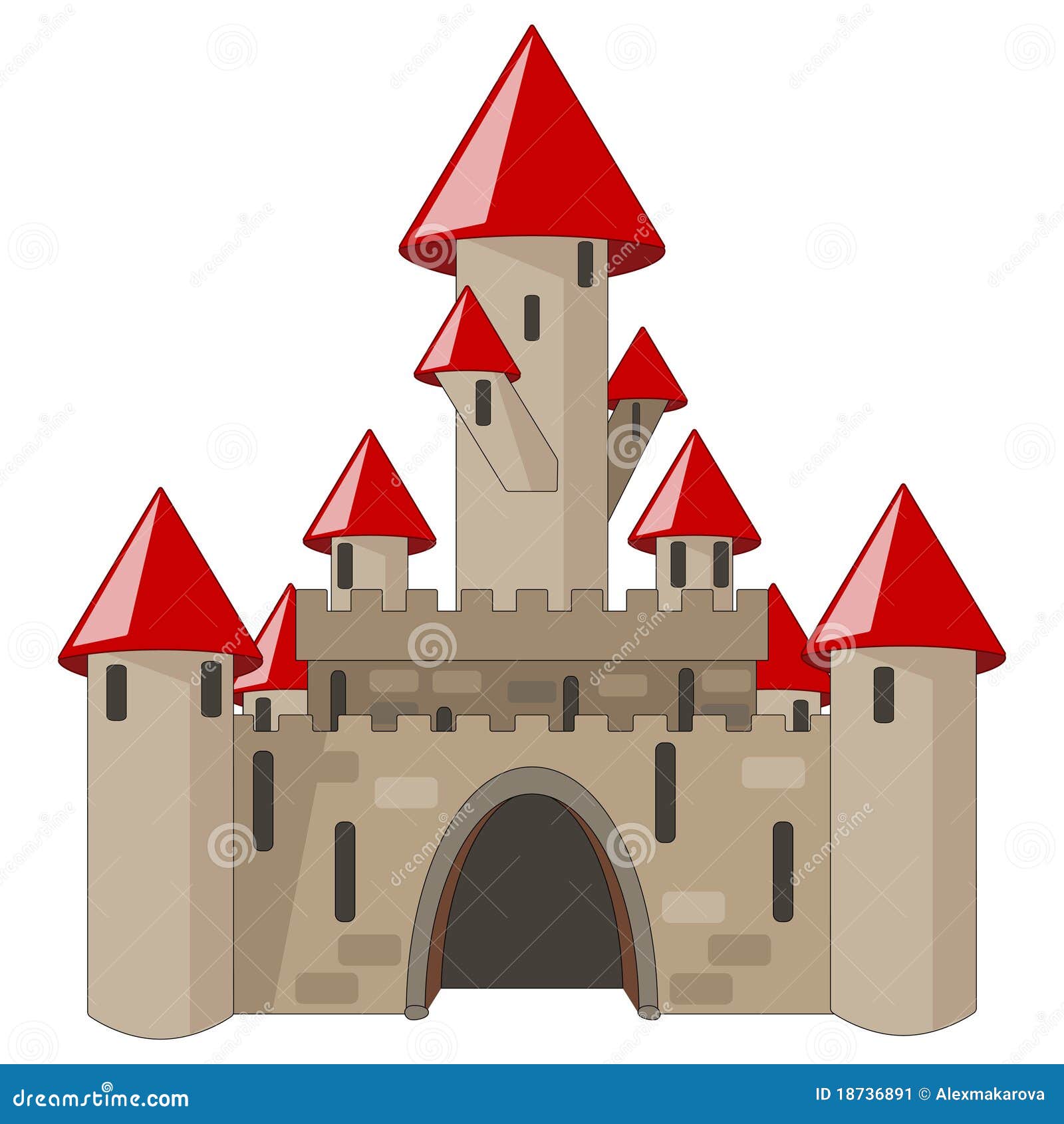Cartoon Castle Isolated on White Stock Vector - Illustration of window ...