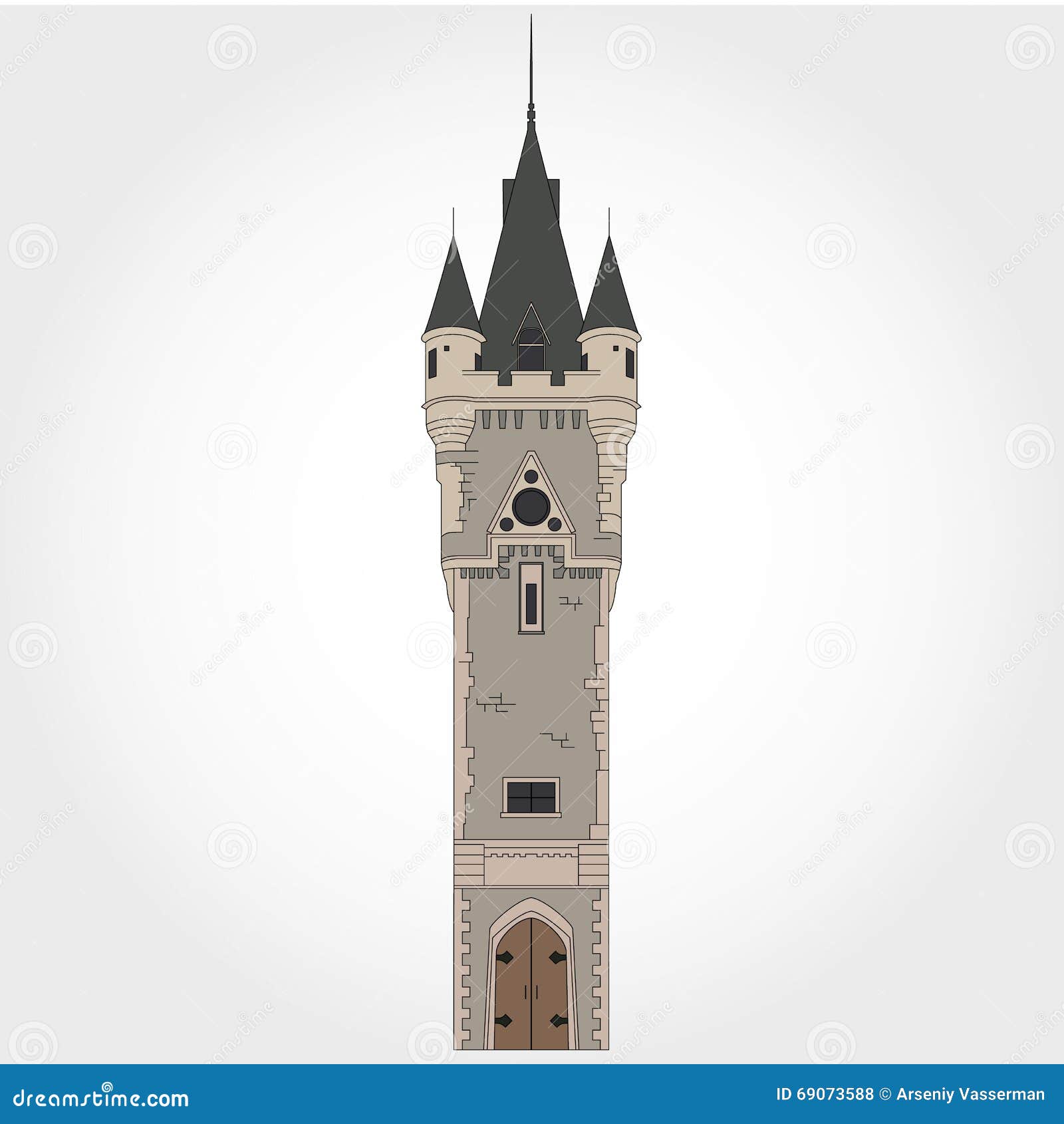 Cartoon castle tower stock vector. Illustration of element - 69073588