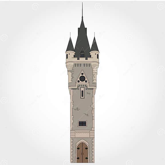 Cartoon castle tower stock vector. Illustration of element - 69073588