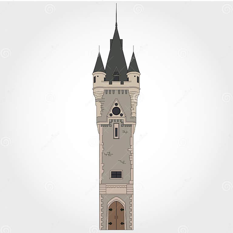 Cartoon castle tower stock vector. Illustration of element - 69073588