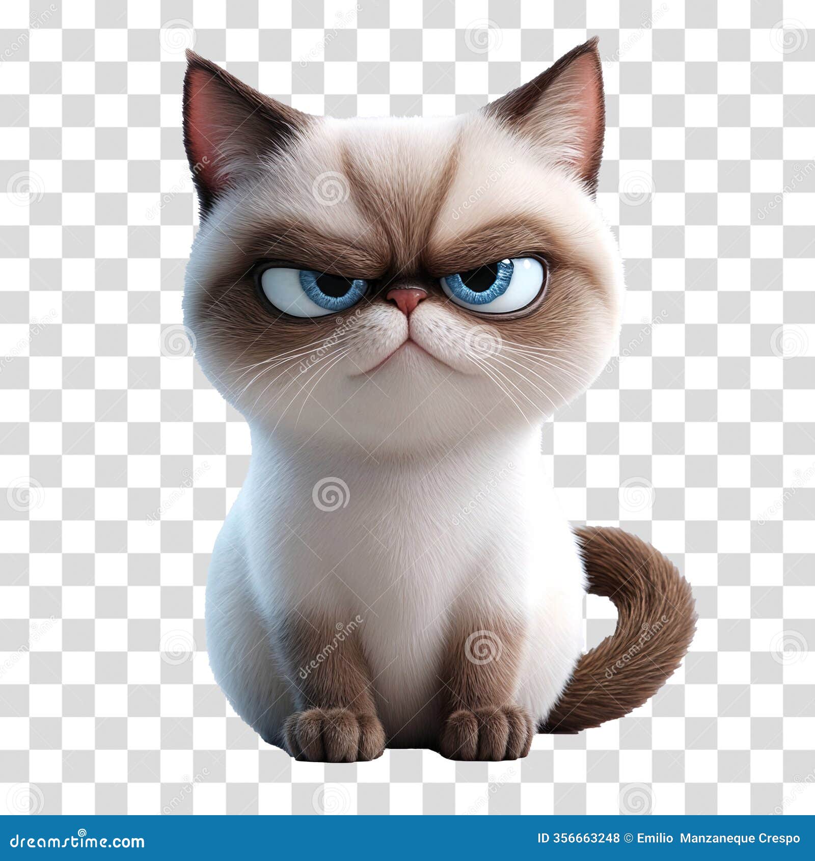 White Grumpy Cat With Outline. Cute Cartoon Kitten Character. Vector ...