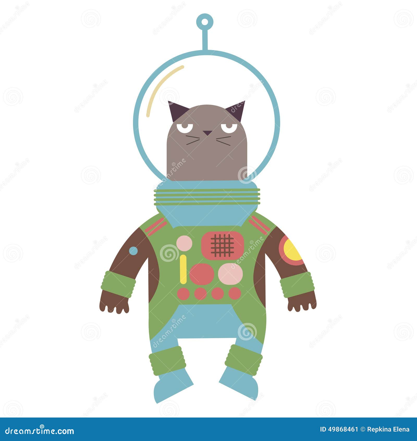 Cartoon Cat Astronaut Vector Illustration Stock Vector - Illustration ...