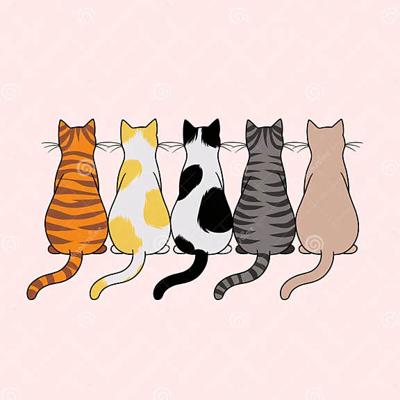 Cartoon cat back side stock illustration. Illustration of poster ...