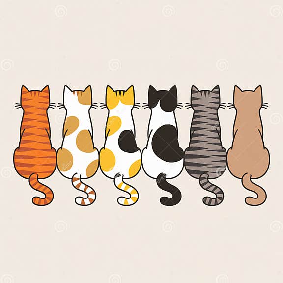 Cartoon cat back side stock illustration. Illustration of displeased ...