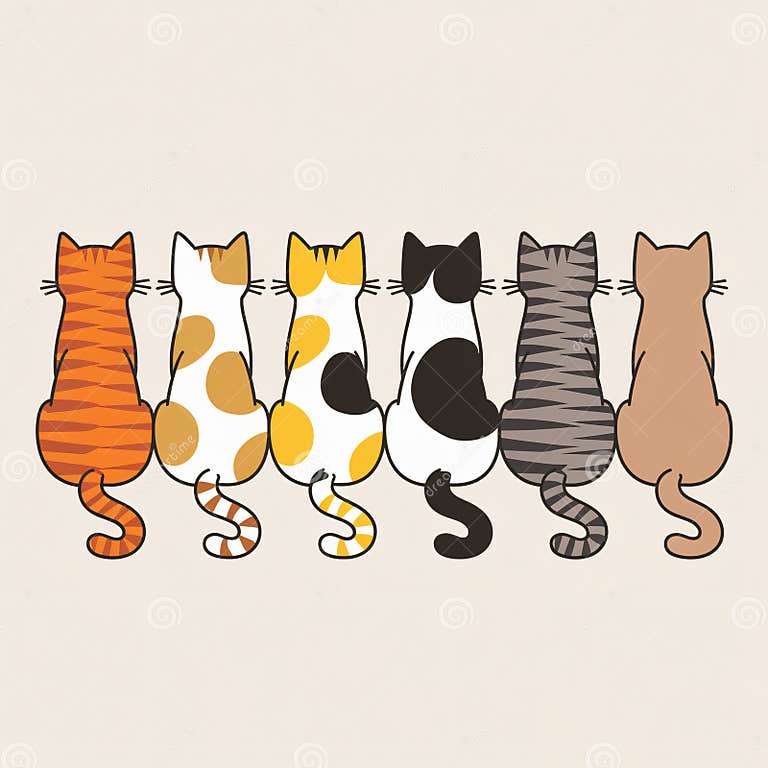 Cartoon cat back side stock illustration. Illustration of displeased ...