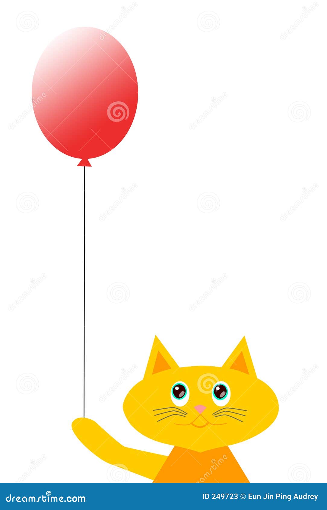Cartoon Cat with Balloon stock illustration. Illustration of cartoon ...
