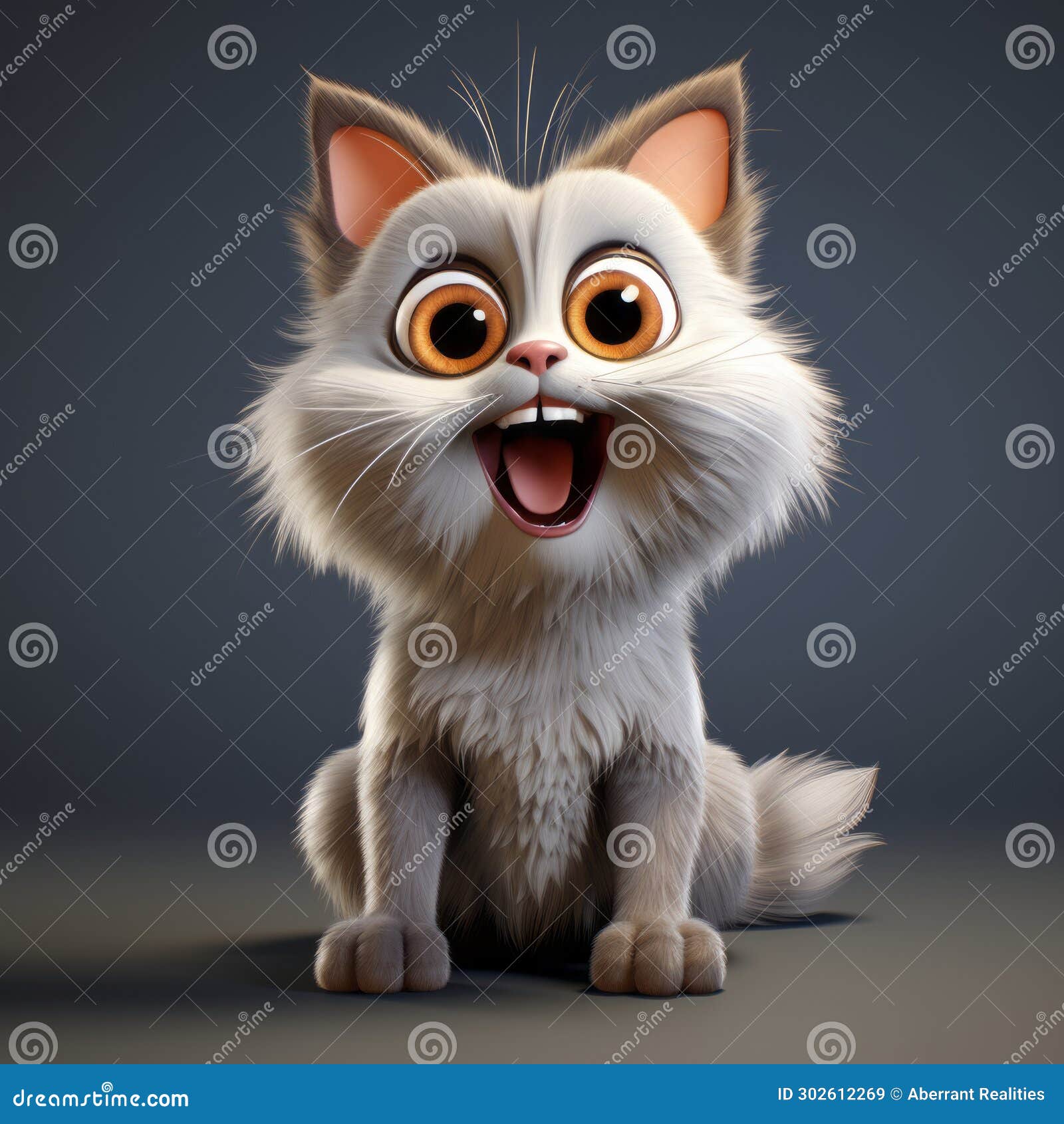A Cartoon Cat with Big Eyes and a Big Smile Stock Illustration ...