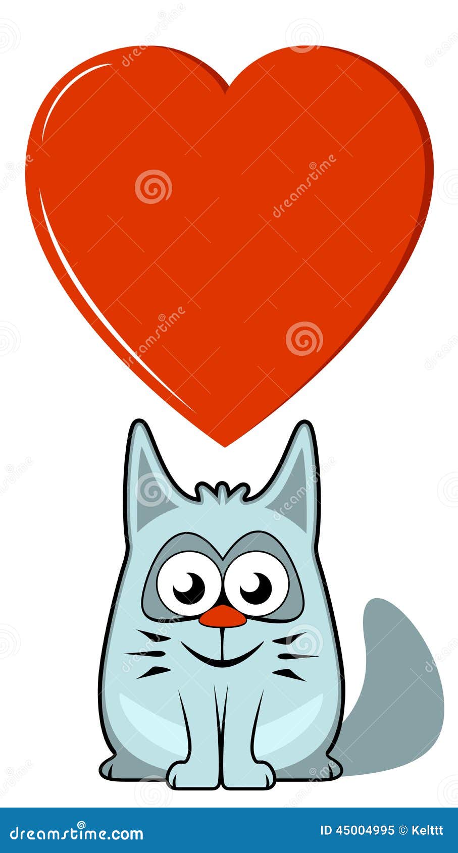 Cartoon cat with big heart stock vector. Illustration of meal - 45004995